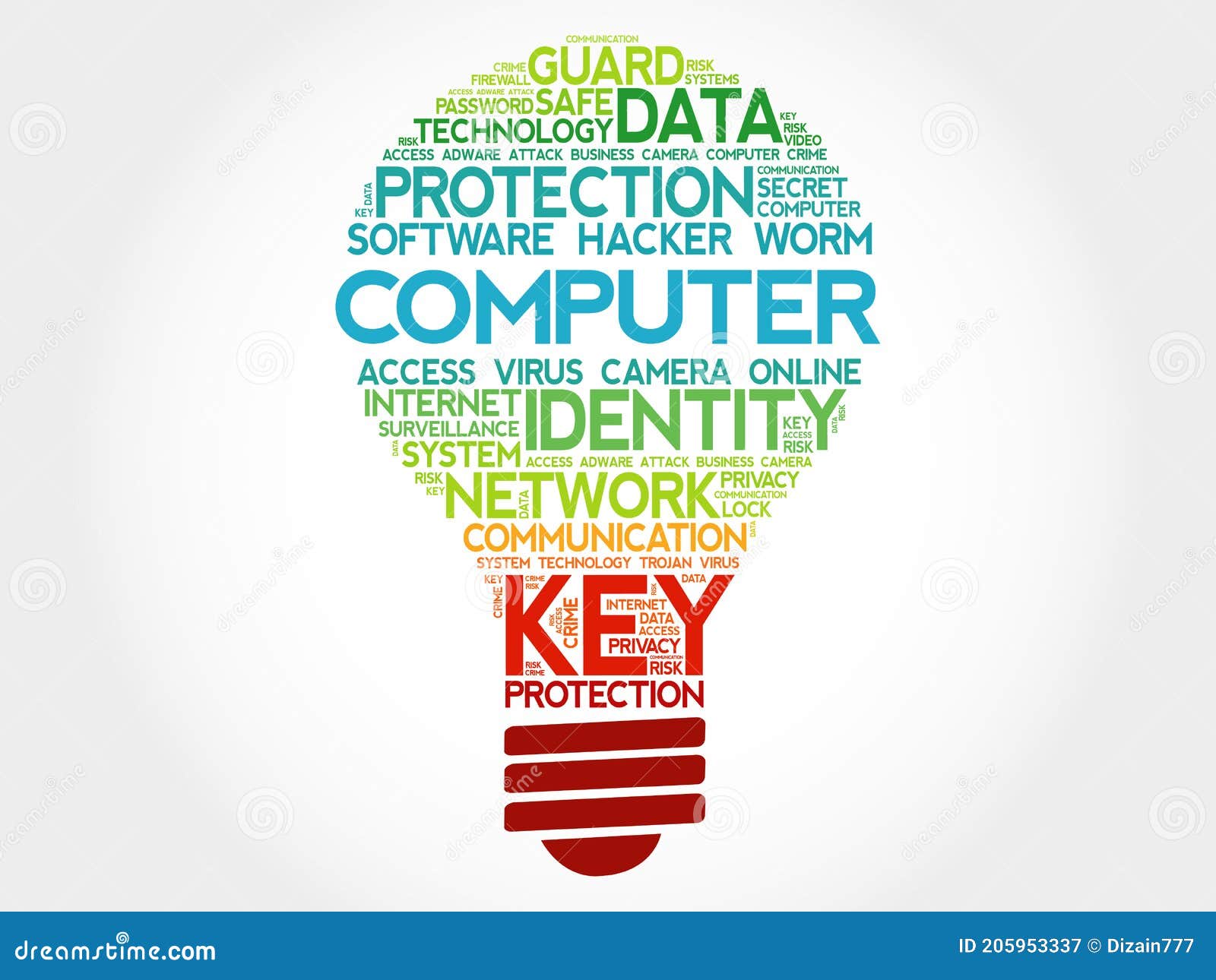COMPUTER bulb word cloud stock illustration. Illustration of monitoring ...