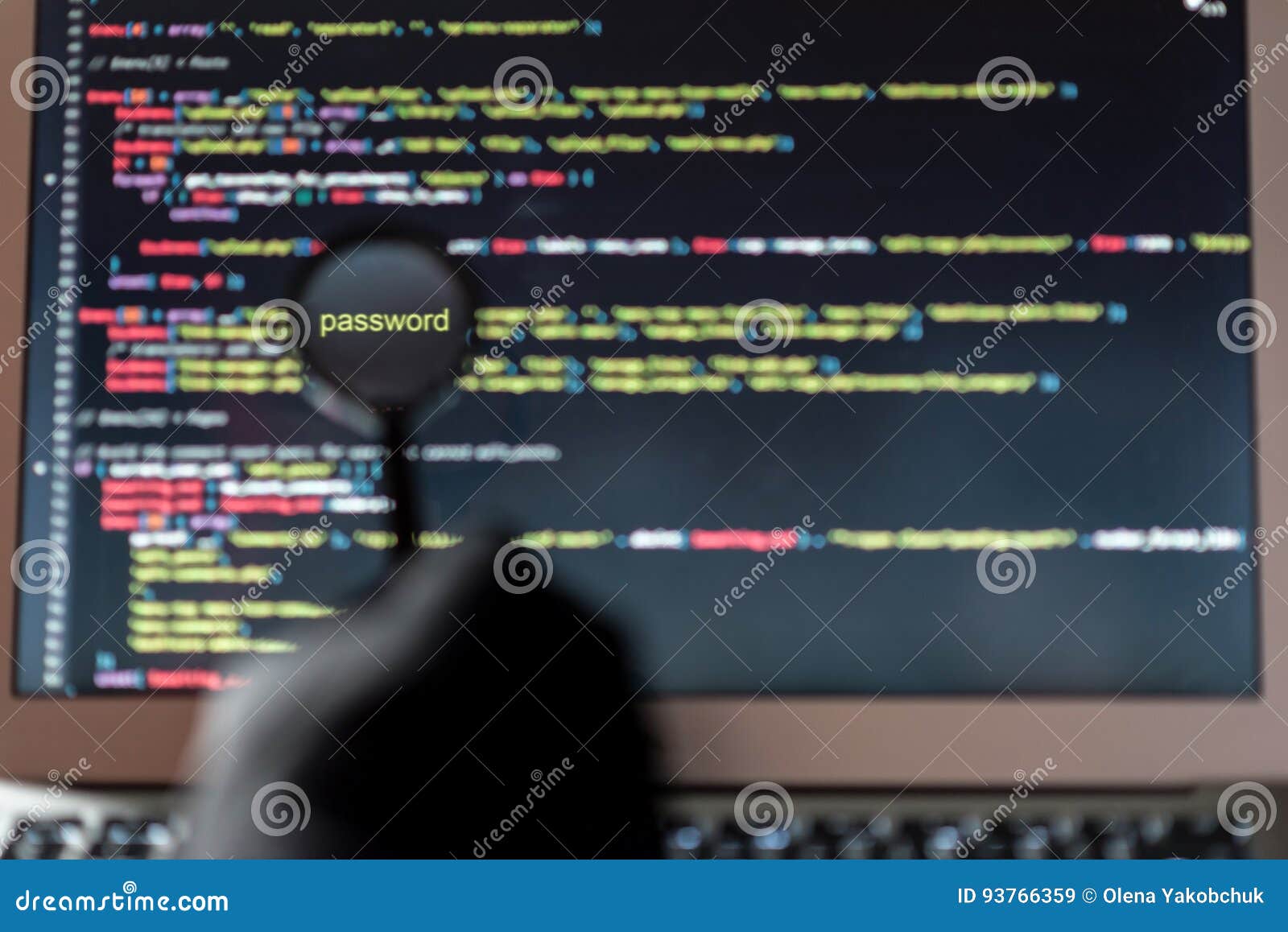 Computer Burglar Downloading Data from Technical Equipment Stock Image ...