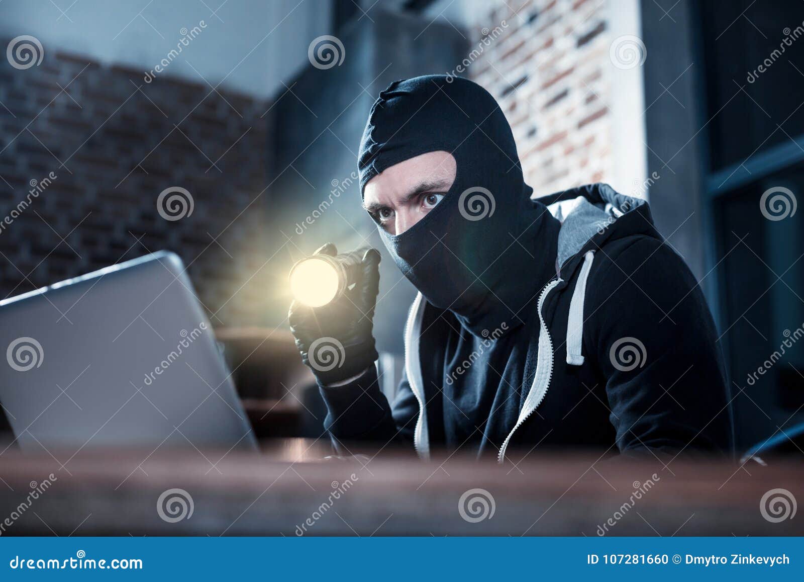 Computer Burglar Stealing Computer Data Stock Photo - Image of ...