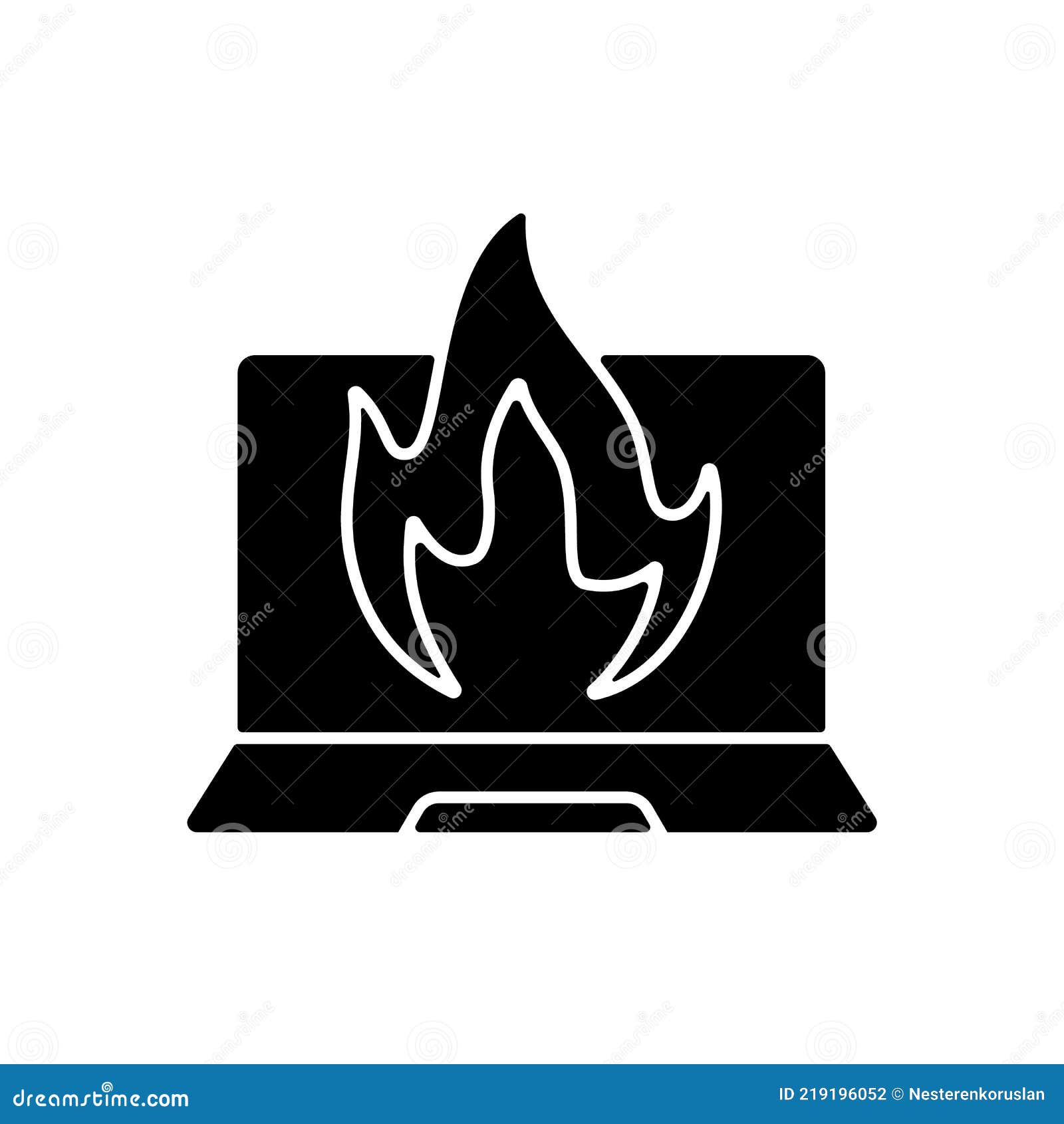 Computer Burning Black Glyph Icon Stock Vector - Illustration of repair ...
