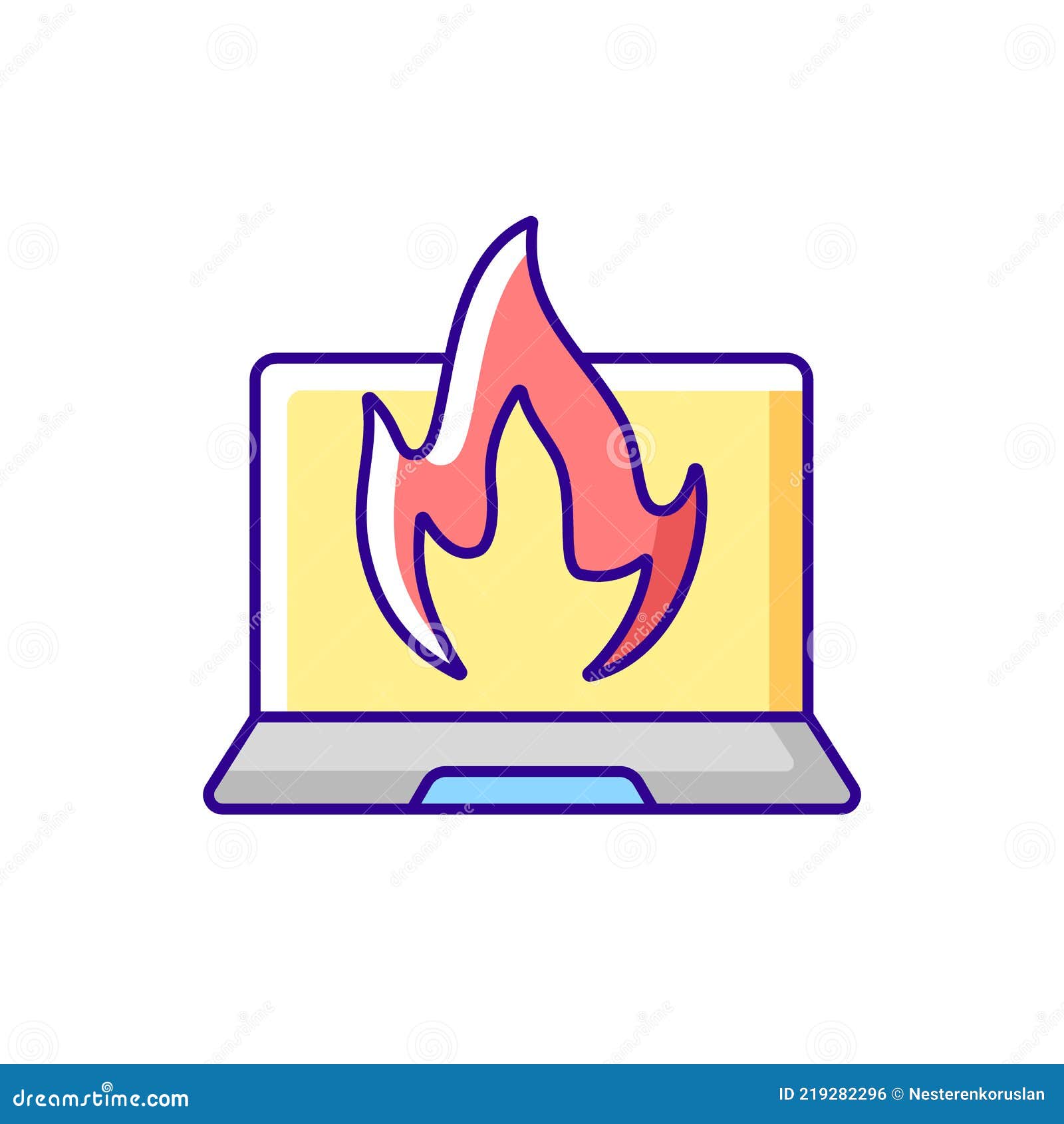 Computer Burning RGB Color Icon Stock Vector - Illustration of isolated ...