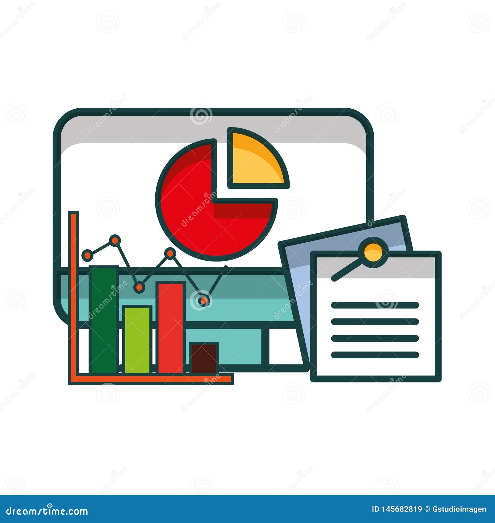 Computer Business Chart Note Memo Stock Illustration - Illustration of ...