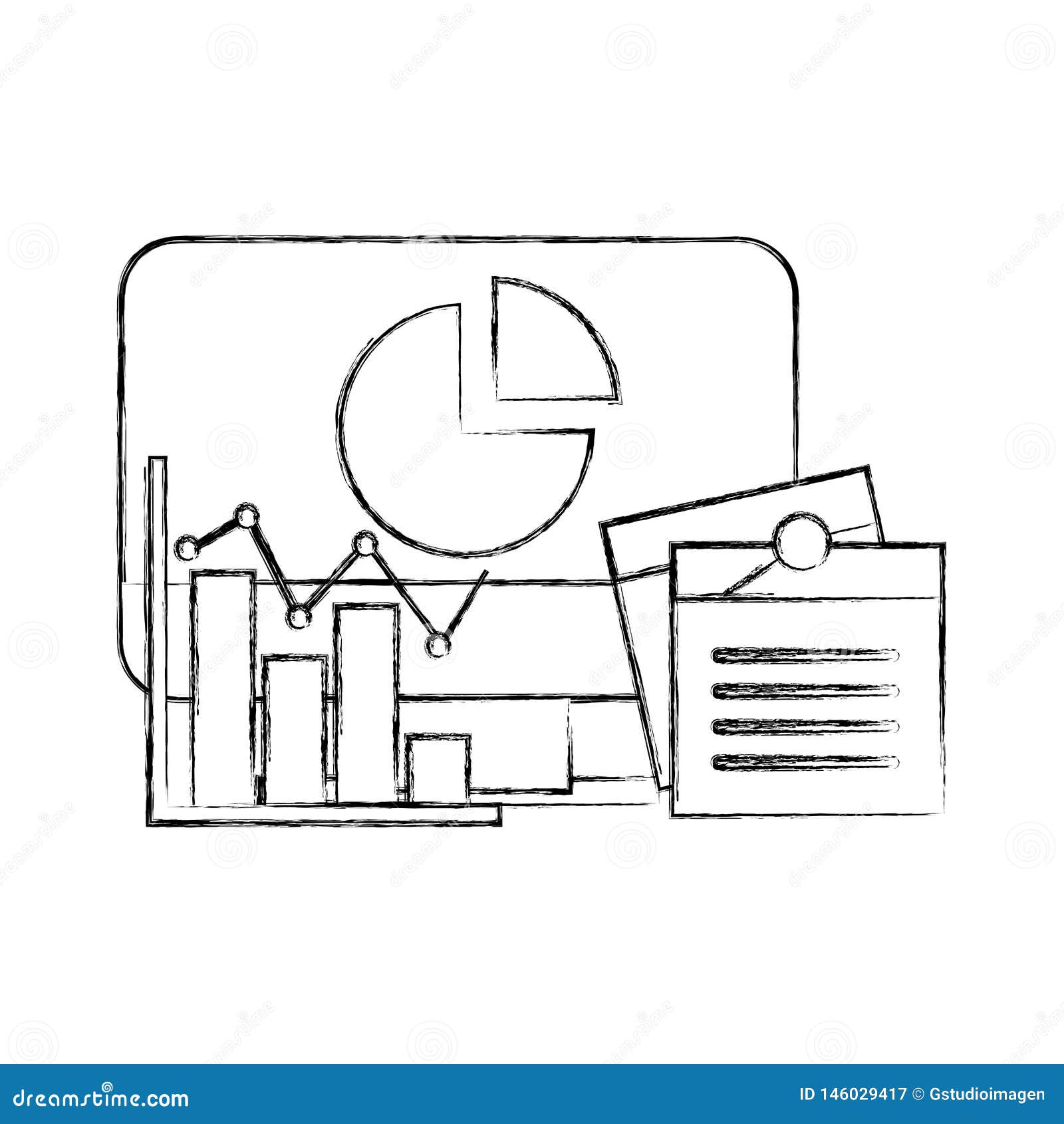 Computer Business Chart Note Memo Stock Illustration - Illustration of ...