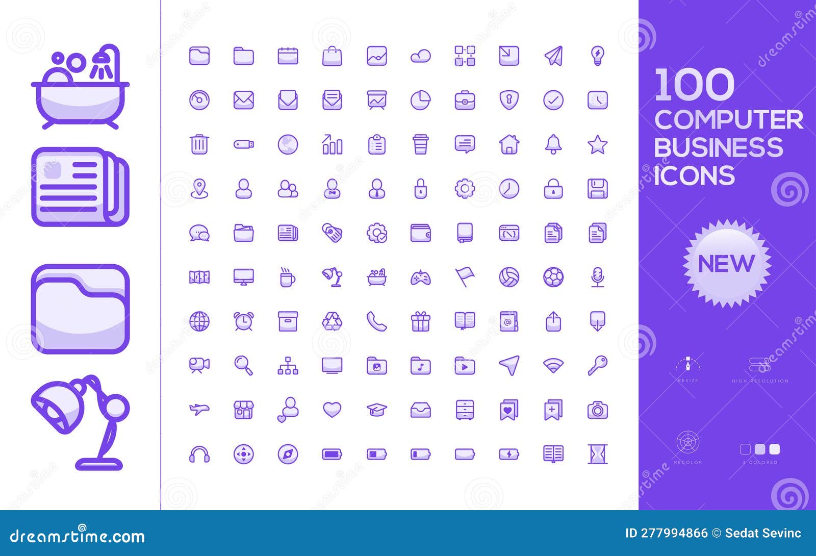 100 Computer and Business Icons Stock Illustration - Illustration of ...