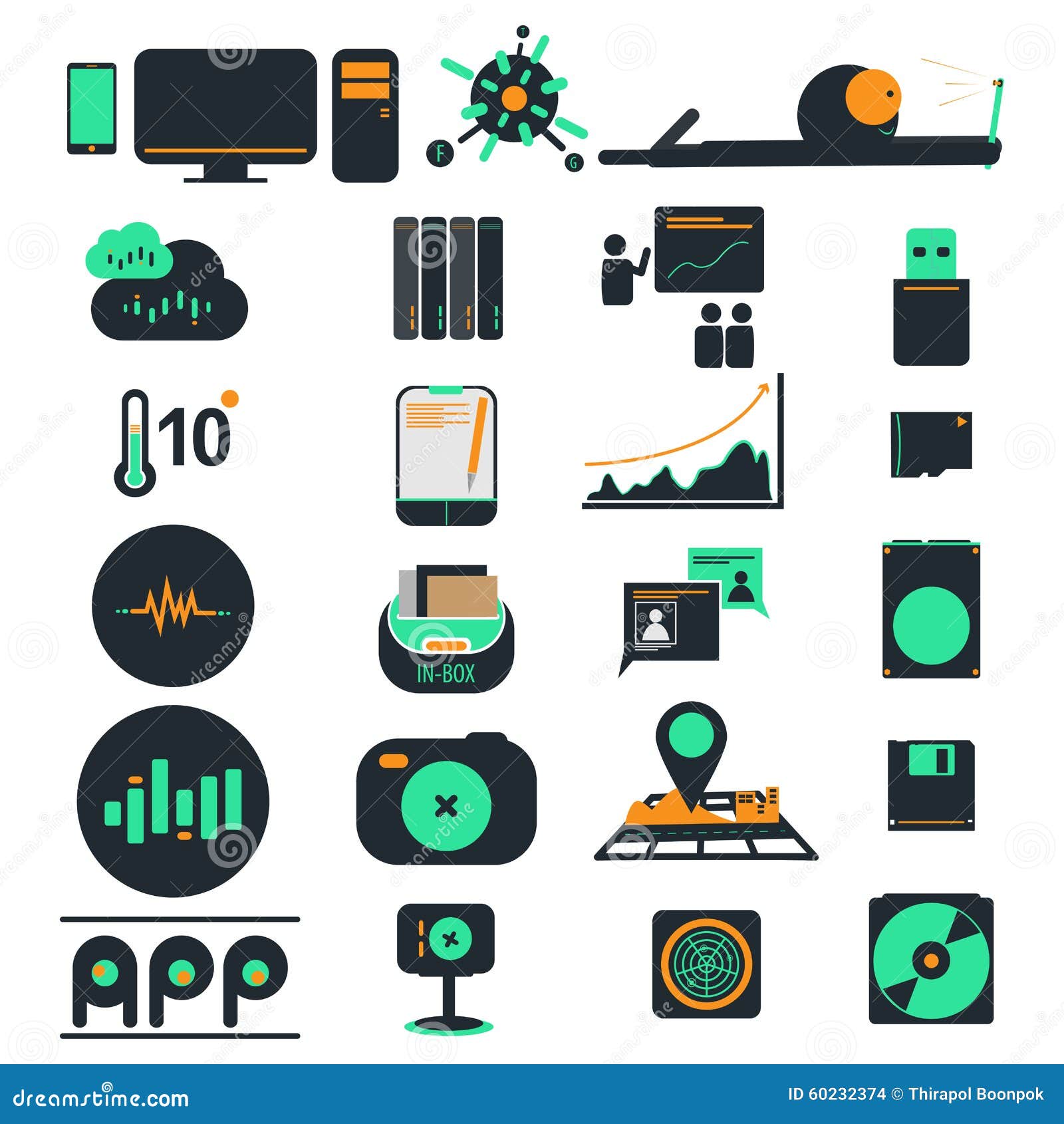 Computer business icons stock vector. Illustration of black - 60232374