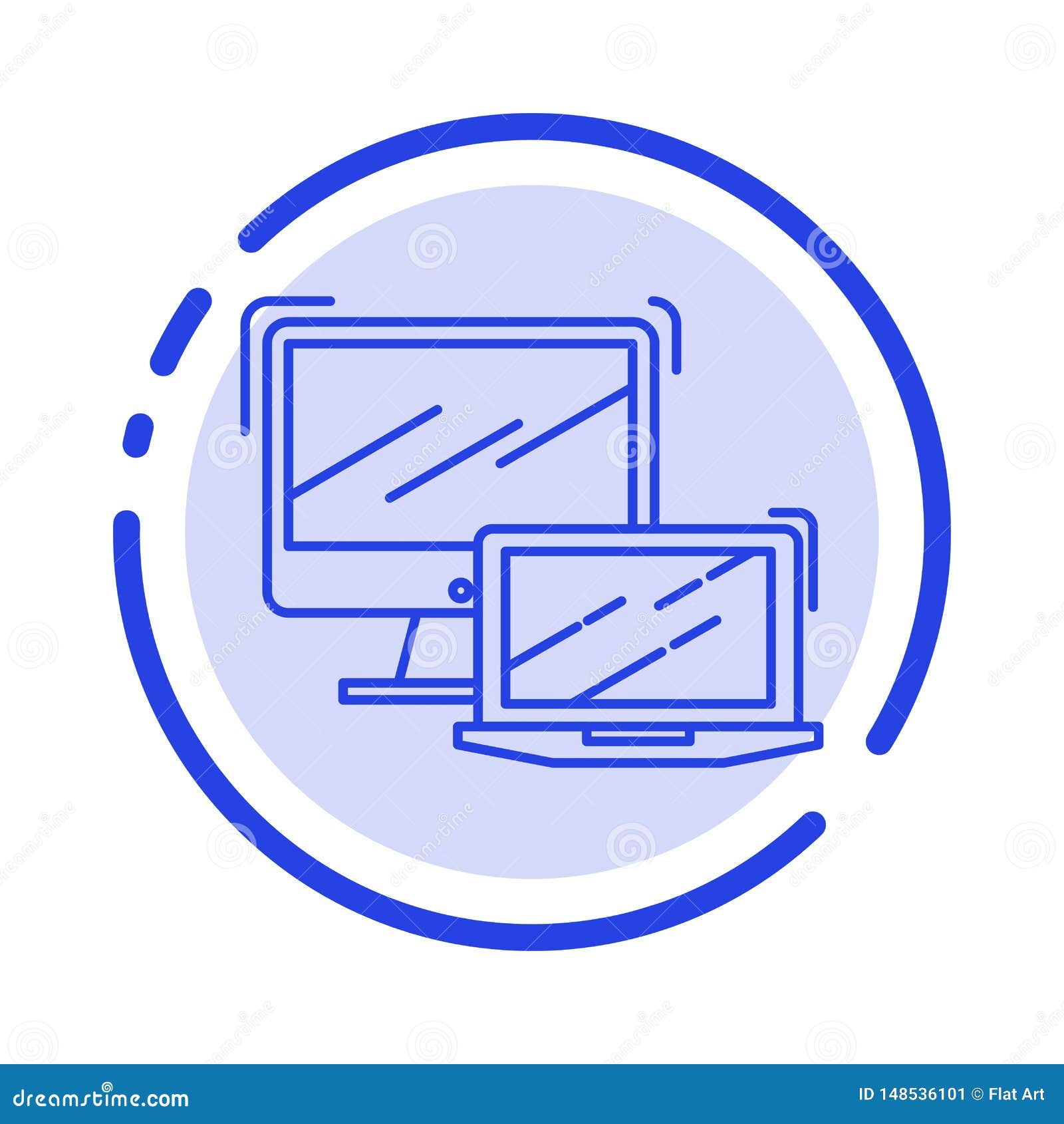 Computer, Business, Laptop, MacBook, Technology Blue Dotted Line Line ...