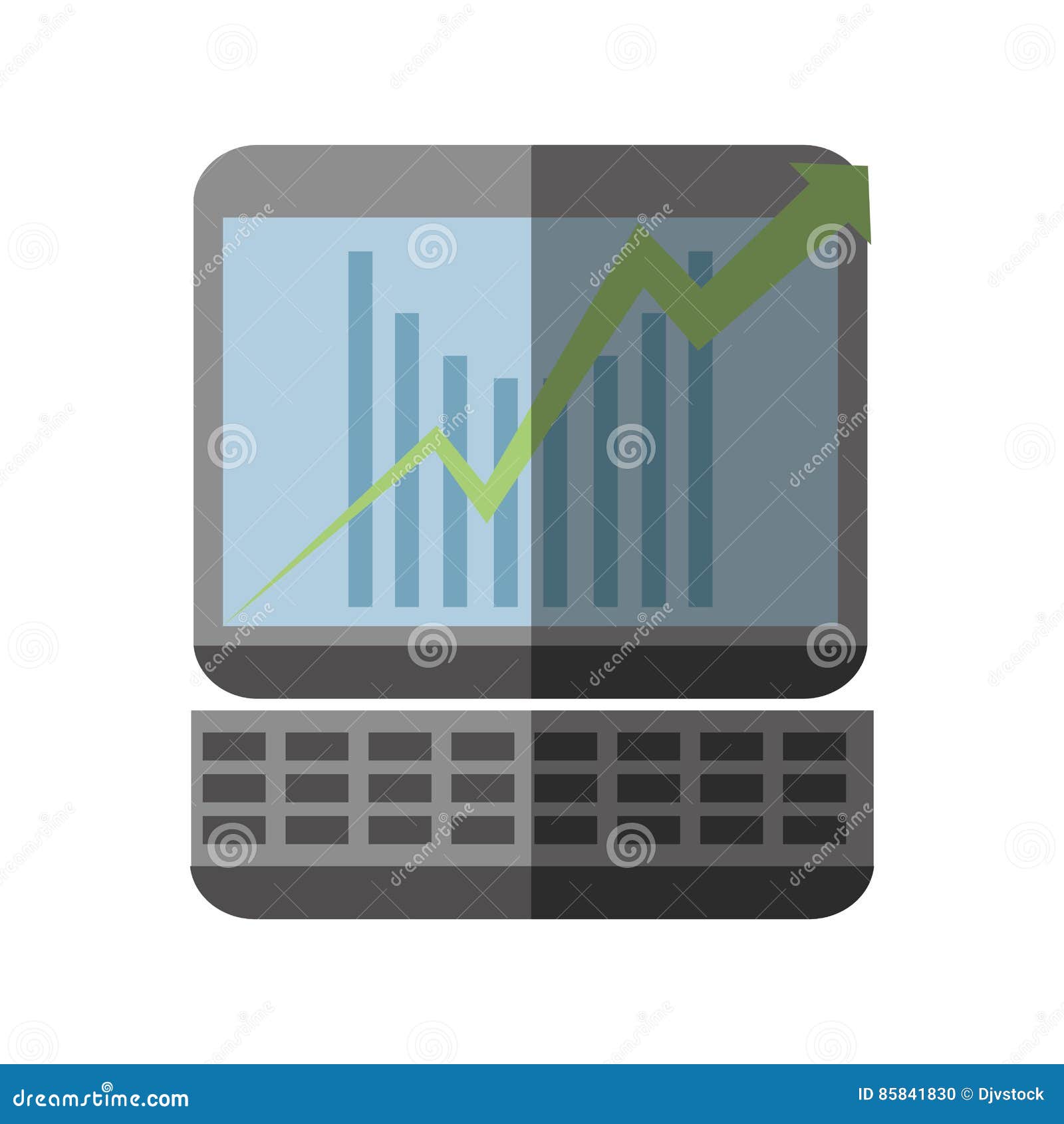 Computer with Business Related Icon Stock Illustration - Illustration ...