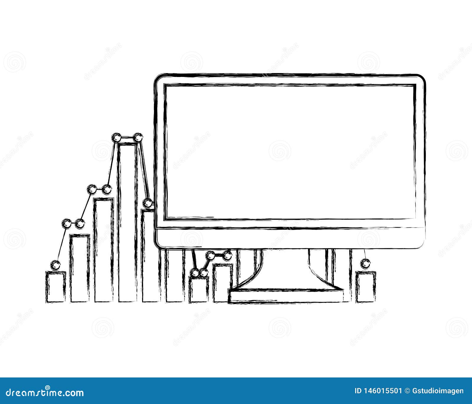 Computer Business Statistics Bar Chart Report Stock Illustration ...