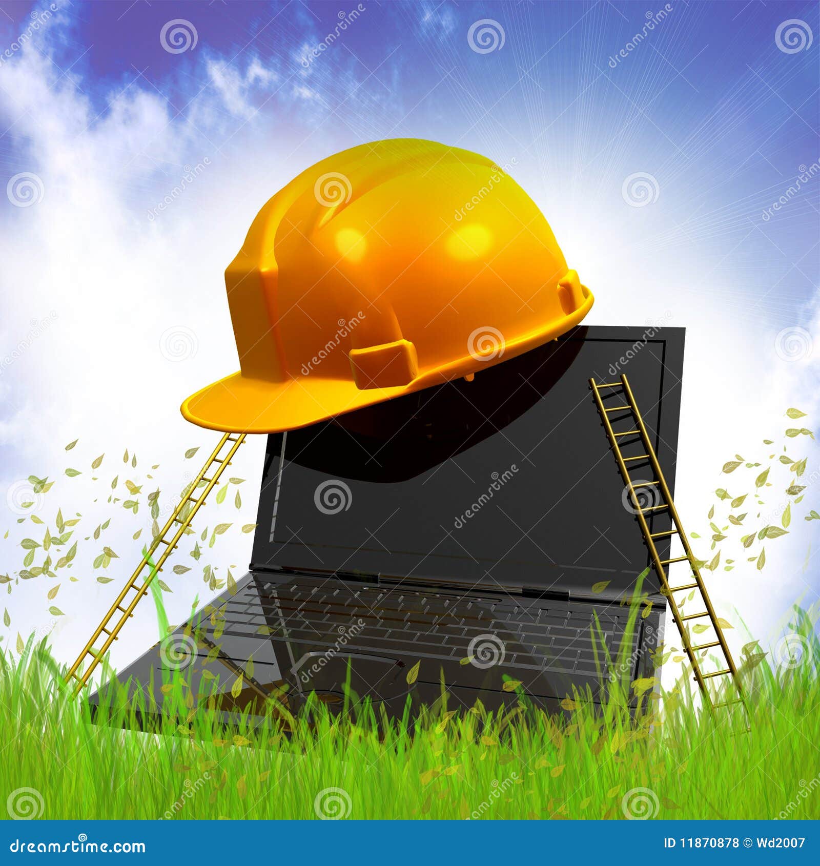 Computer Business with Success Ladder Stock Illustration - Illustration ...