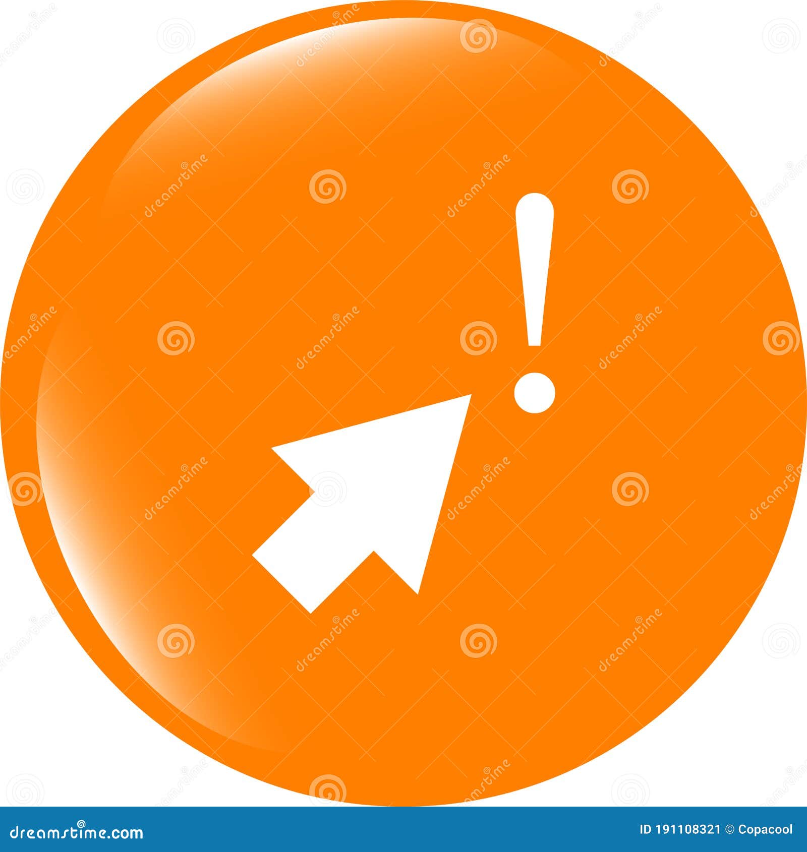Computer Button with Arrow and Exclamation Mark, Web Icon Isolated on ...