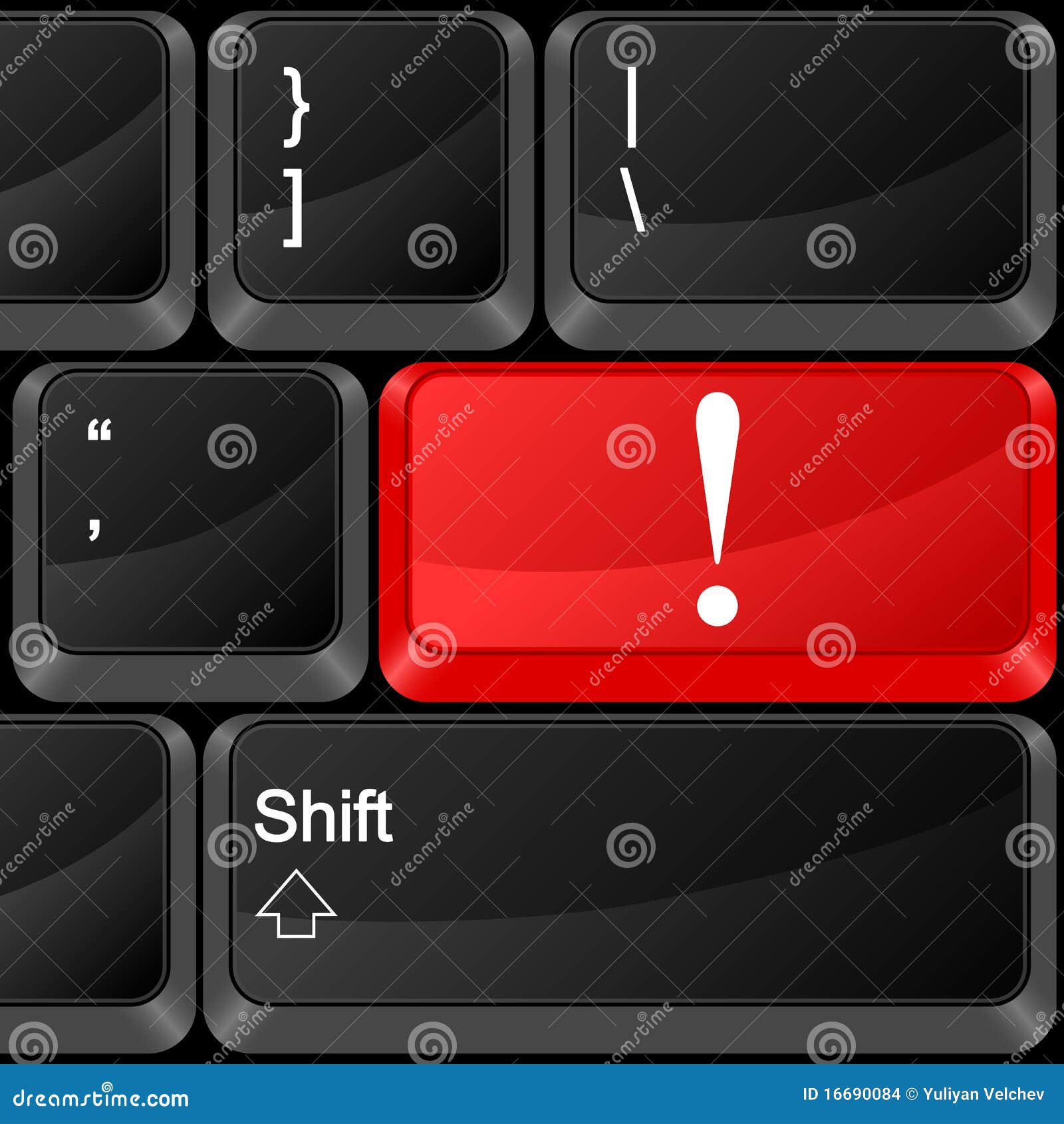 Computer Button Exclamation Mark Stock Vector - Illustration of plastic ...