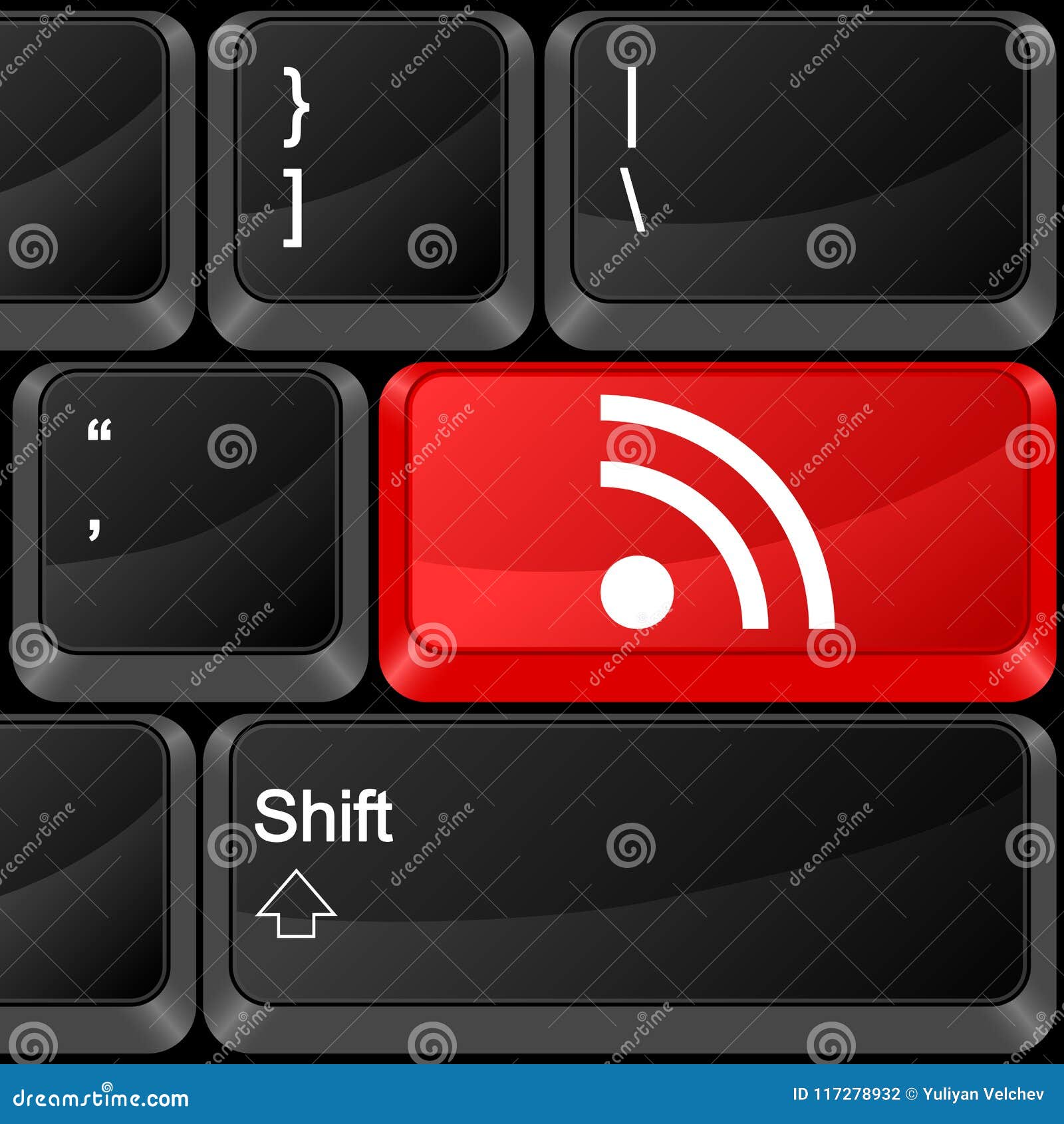 Computer button RSS stock vector. Illustration of vector - 117278932