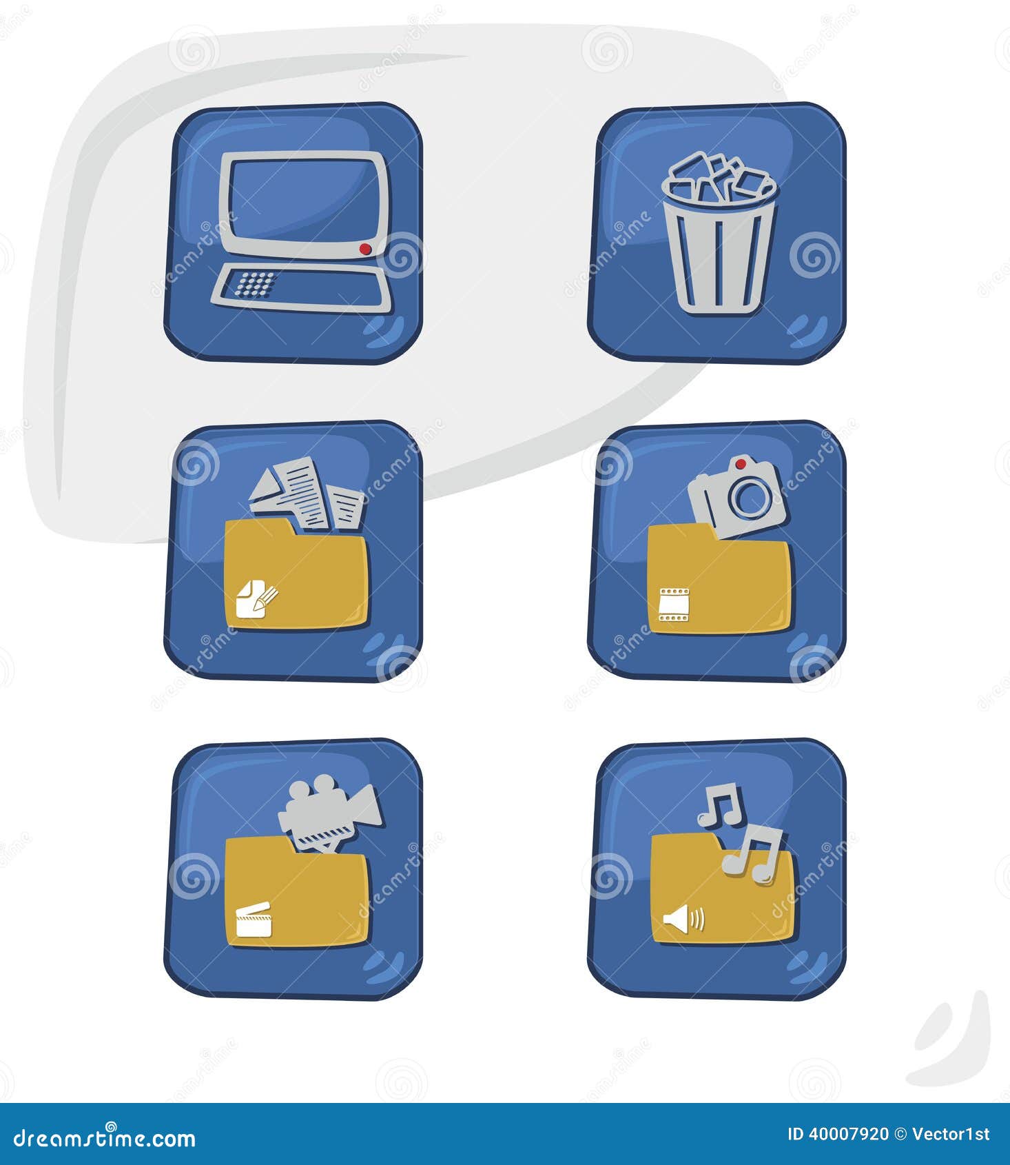 Computer Button Theme Set Icon Stock Vector - Illustration of desktop ...