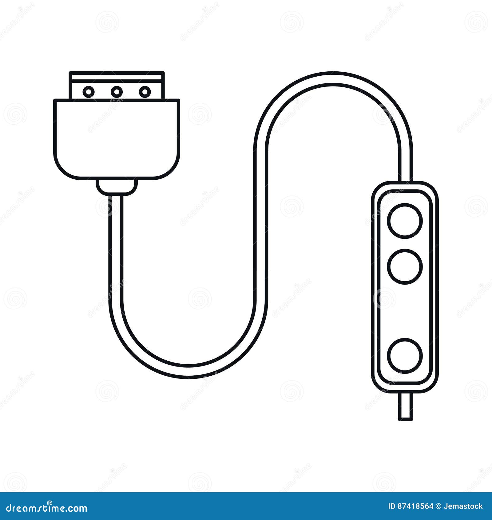 Computer Cable Connection Plug Thin Line Stock Vector - Illustration of ...