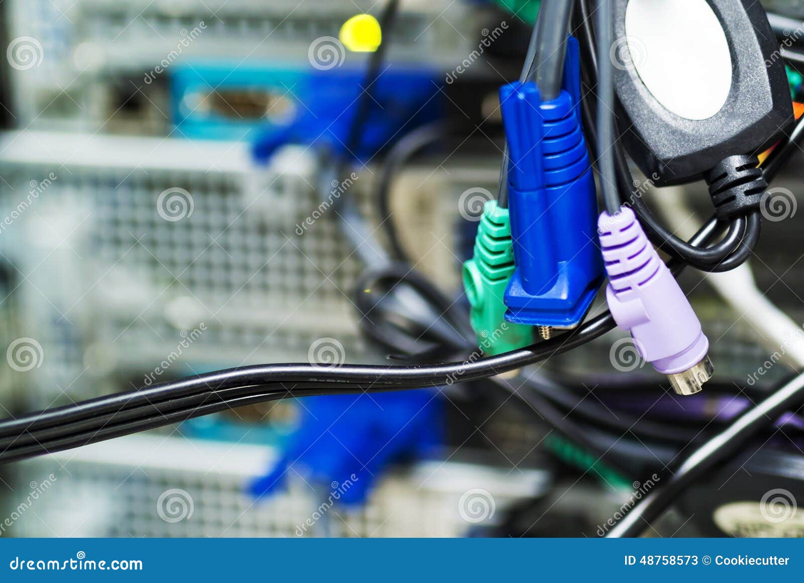 Computer Cables Connector with Server Stock Image - Image of ...