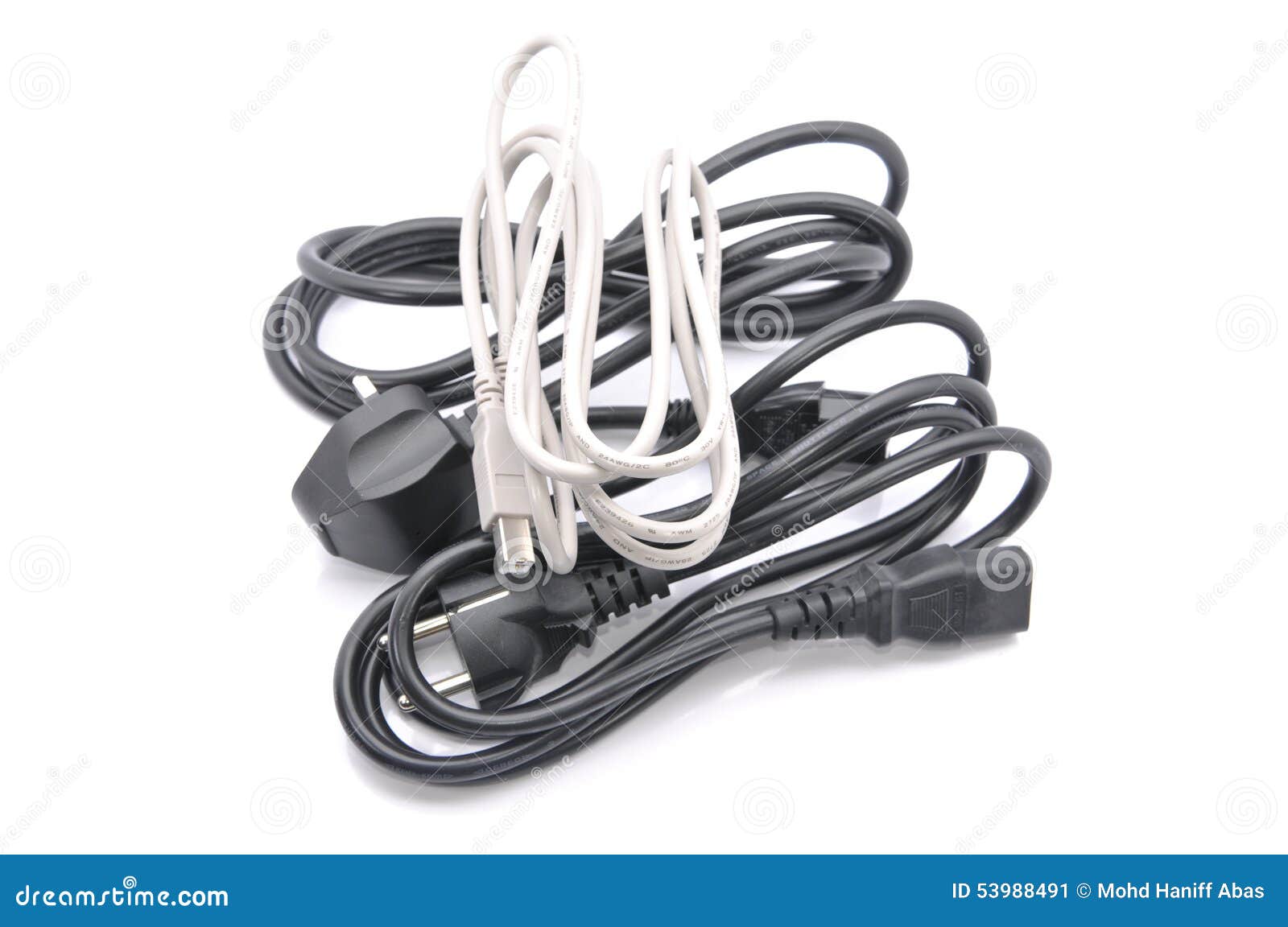 Computer Cables Over White Background Stock Image - Image of detail ...