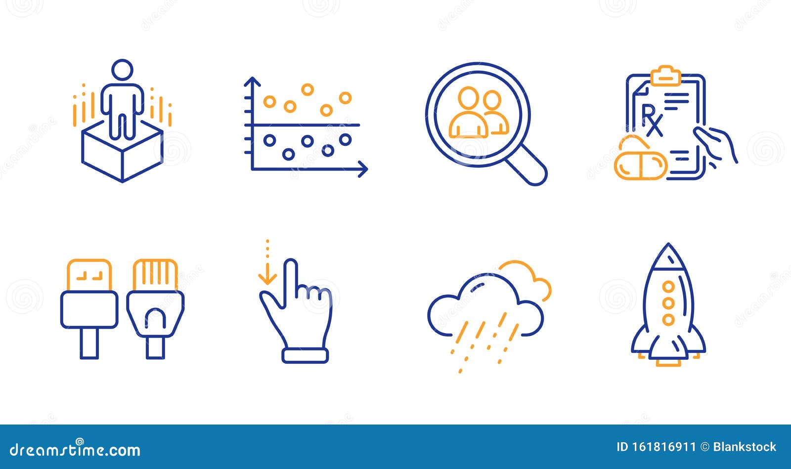 Computer Cables, Touchscreen Gesture and Dot Plot Icons Set. Vector ...