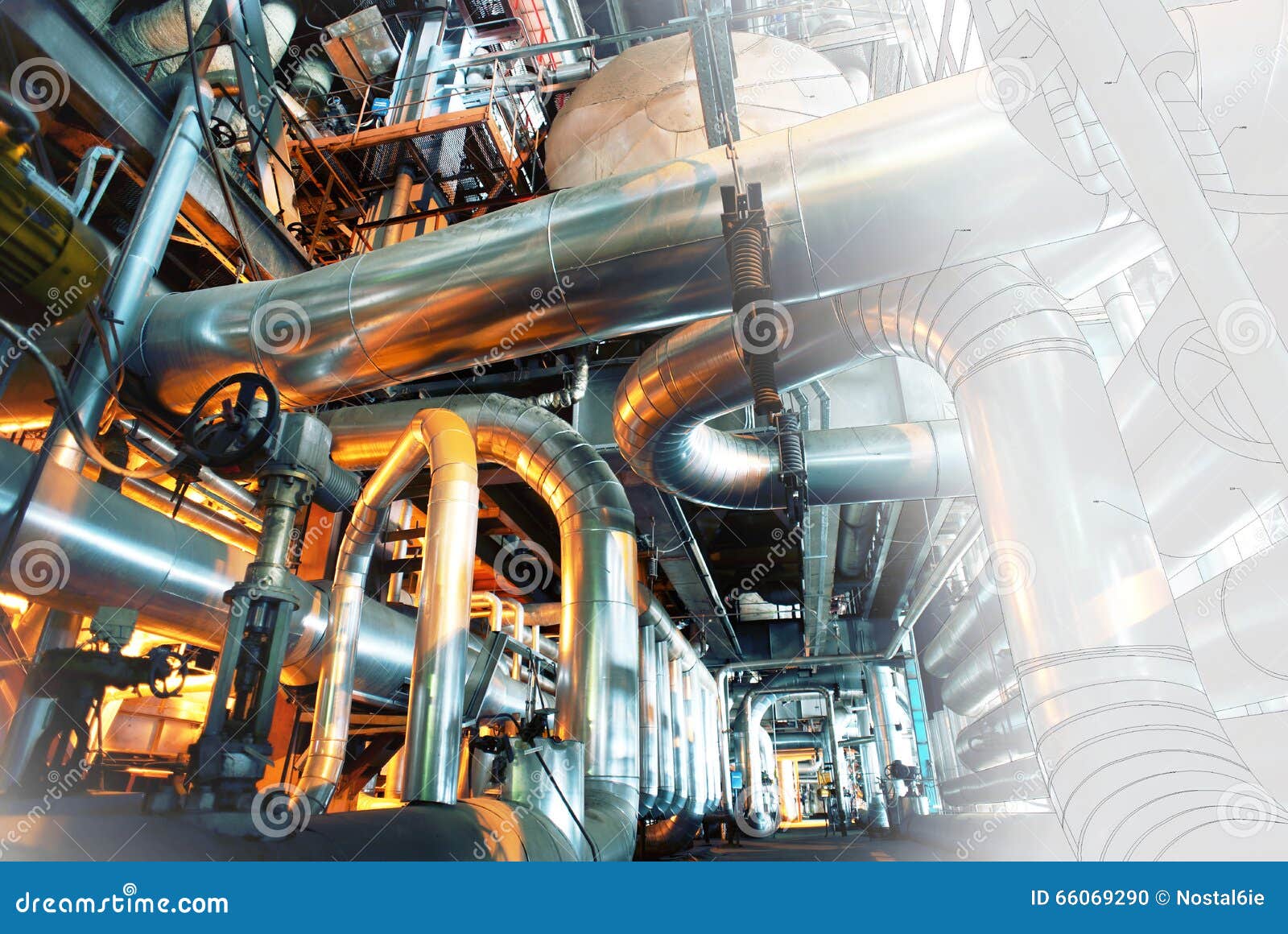 Computer Cad Design of Pipelines of Modern Industrial Power Pla Stock ...
