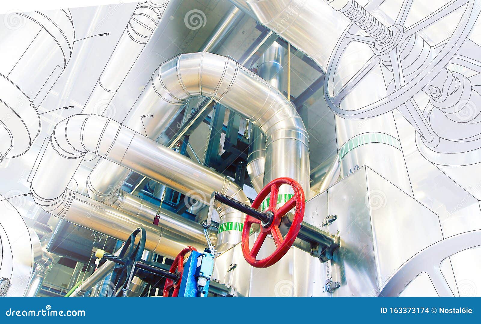 Computer Cad Design Pipelines for Modern Industrial Power Plant Stock ...