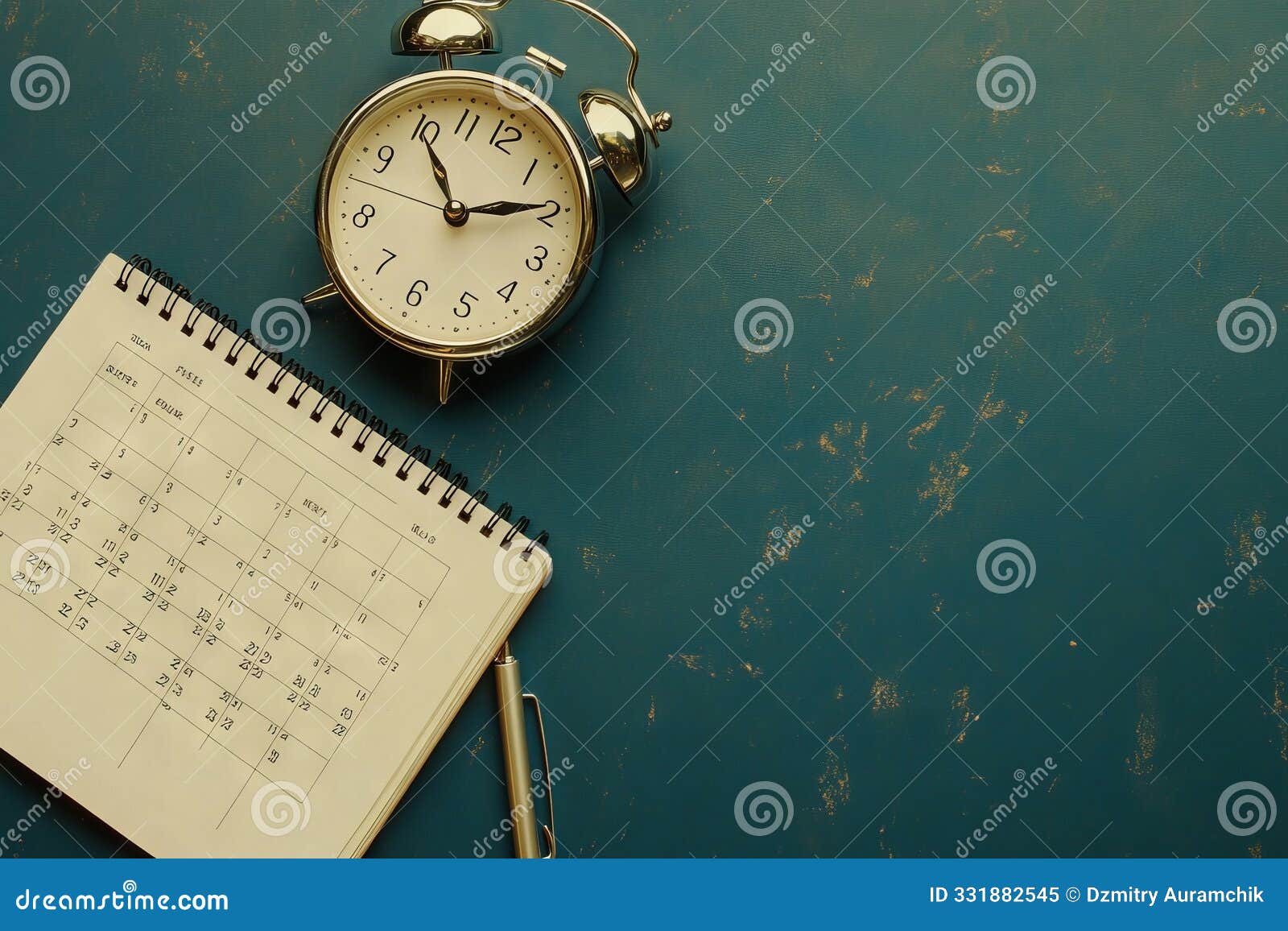 Computer, Calendar, Alarm Clock, and Laptop Organized in a Workspace ...