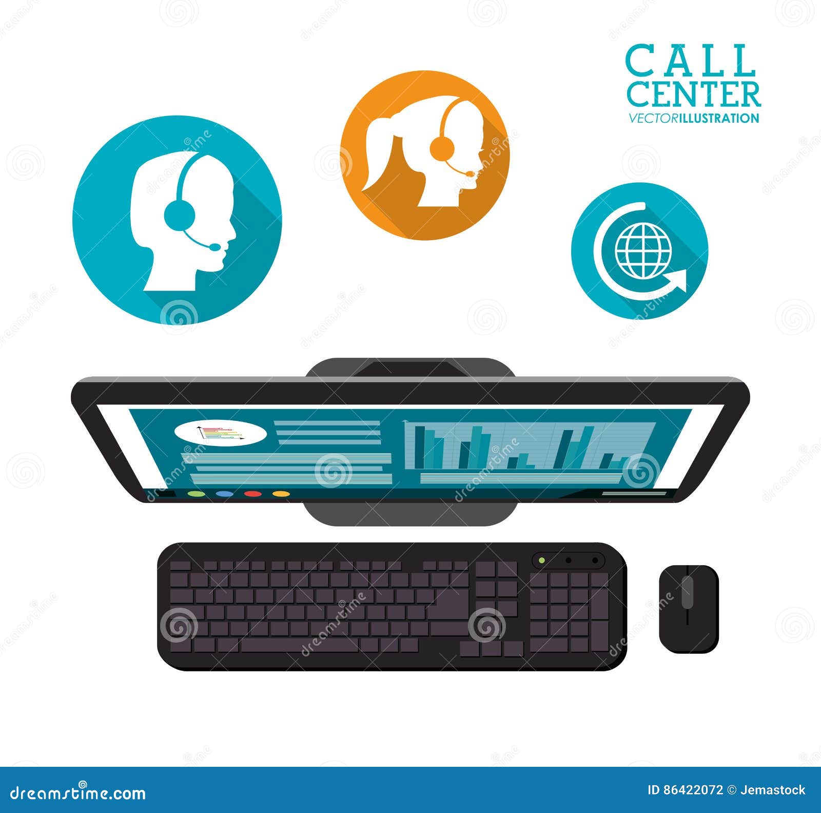 Computer Call Center Service Icons Stock Vector - Illustration of ...