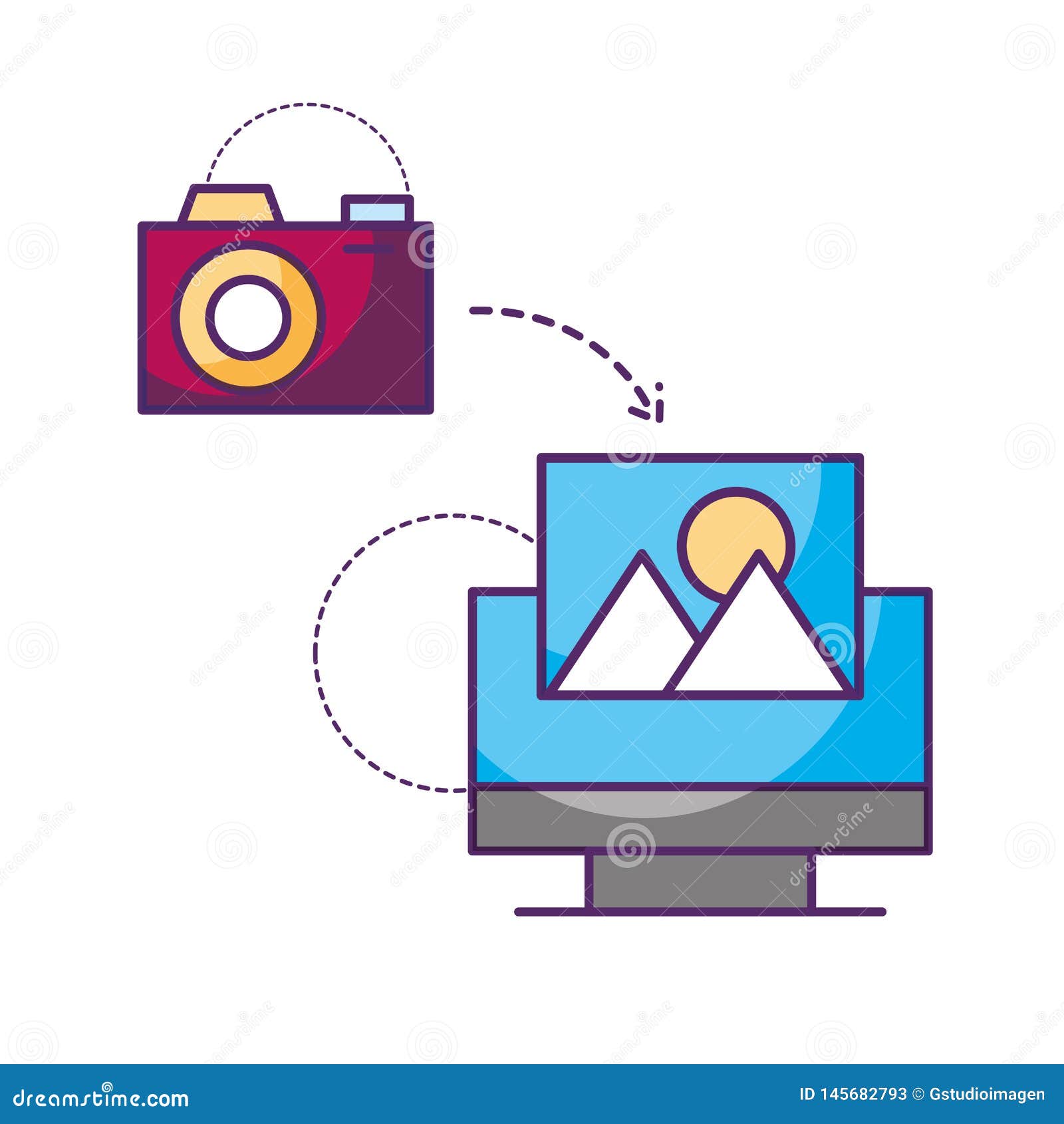 Computer Camera Connection Photo Data Storage Stock Illustration ...