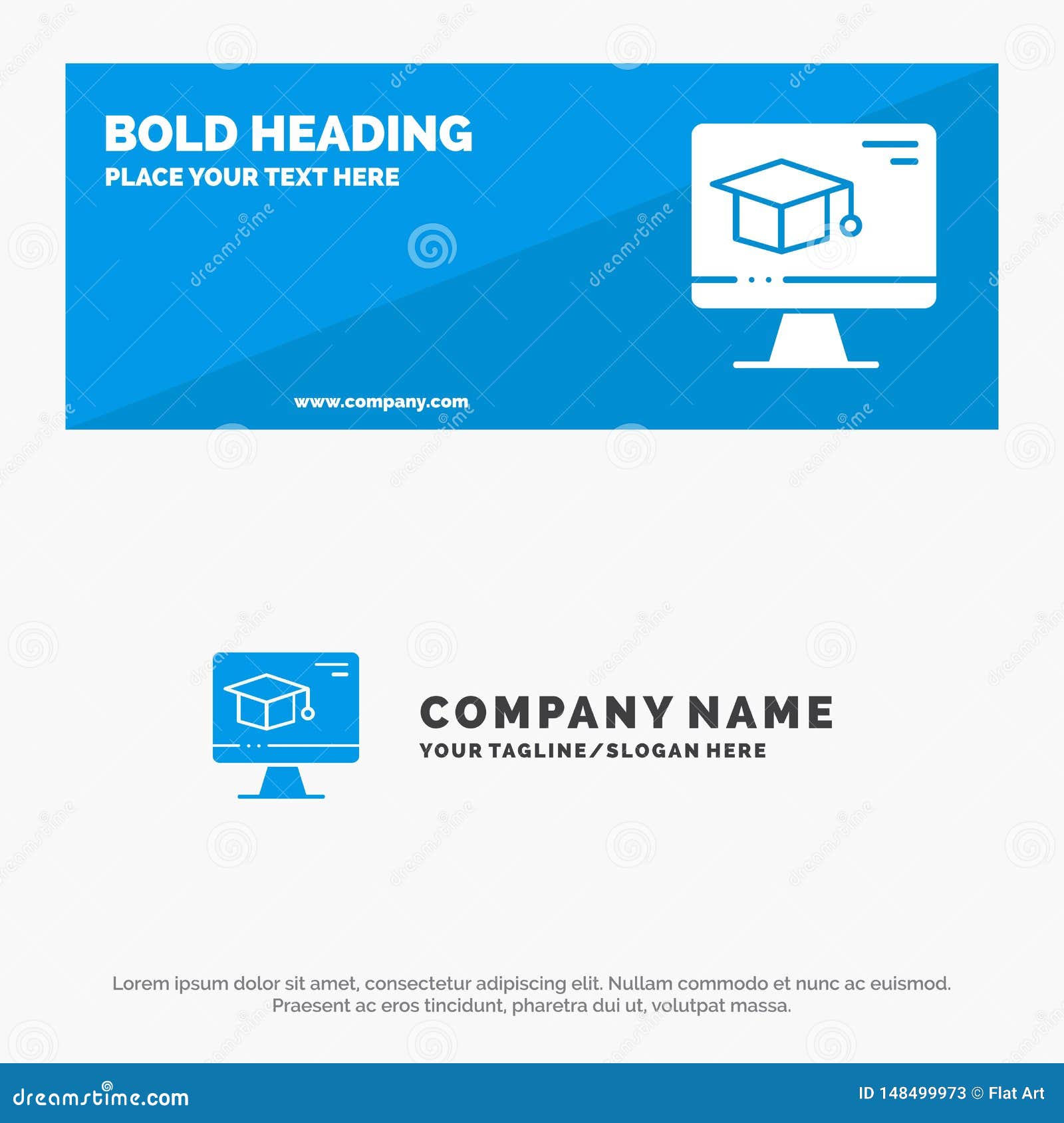 Computer, Cap, Education, Graduation SOlid Icon Website Banner and ...