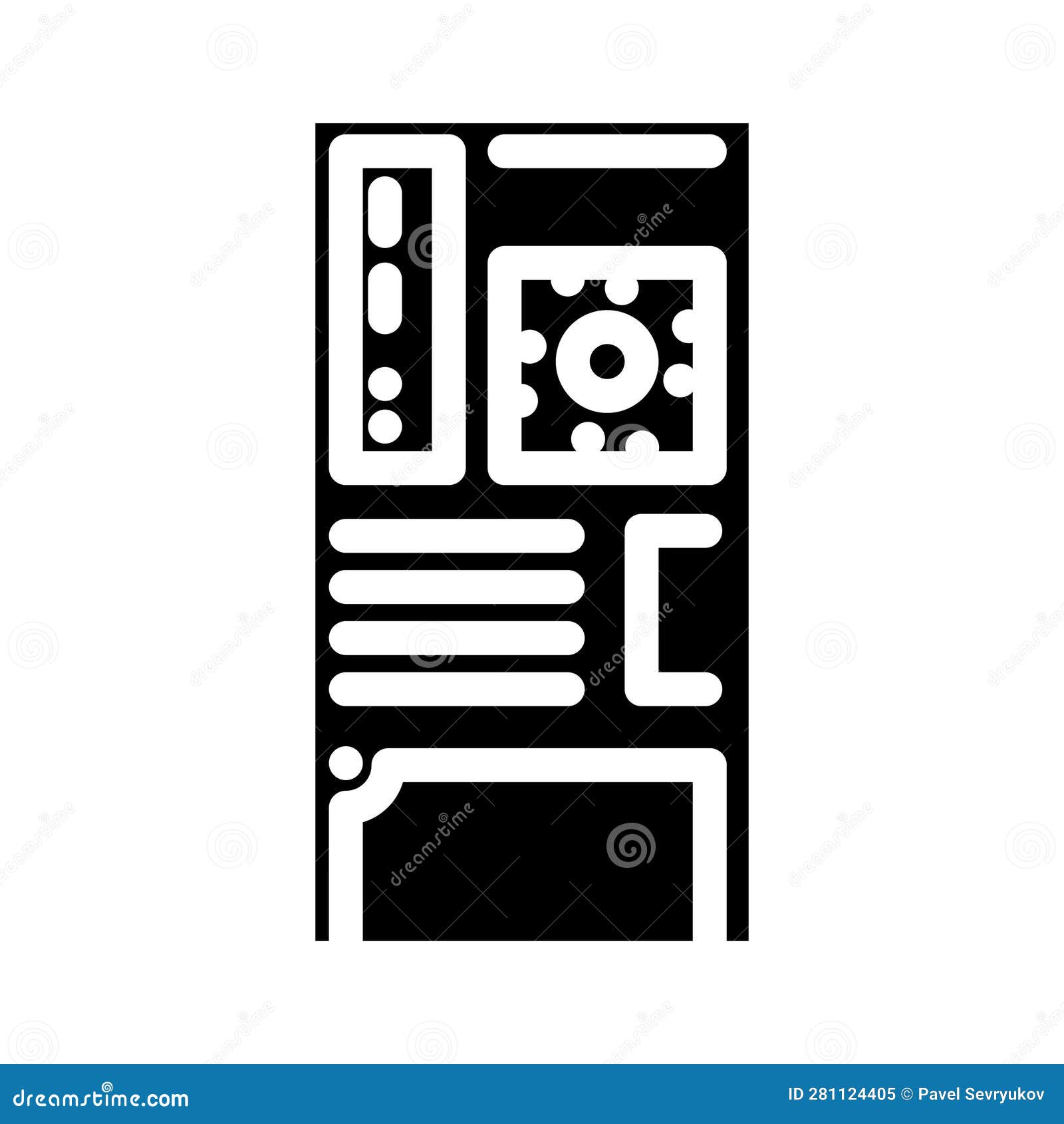 Computer Case Gaming Pc Glyph Icon Vector Illustration Stock Vector ...
