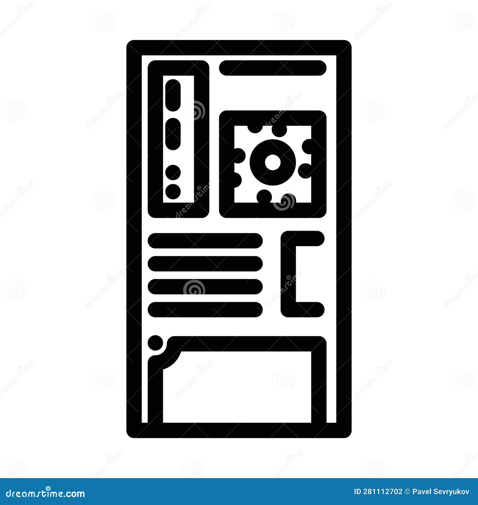 Computer Case Gaming Pc Line Icon Vector Illustration Stock ...