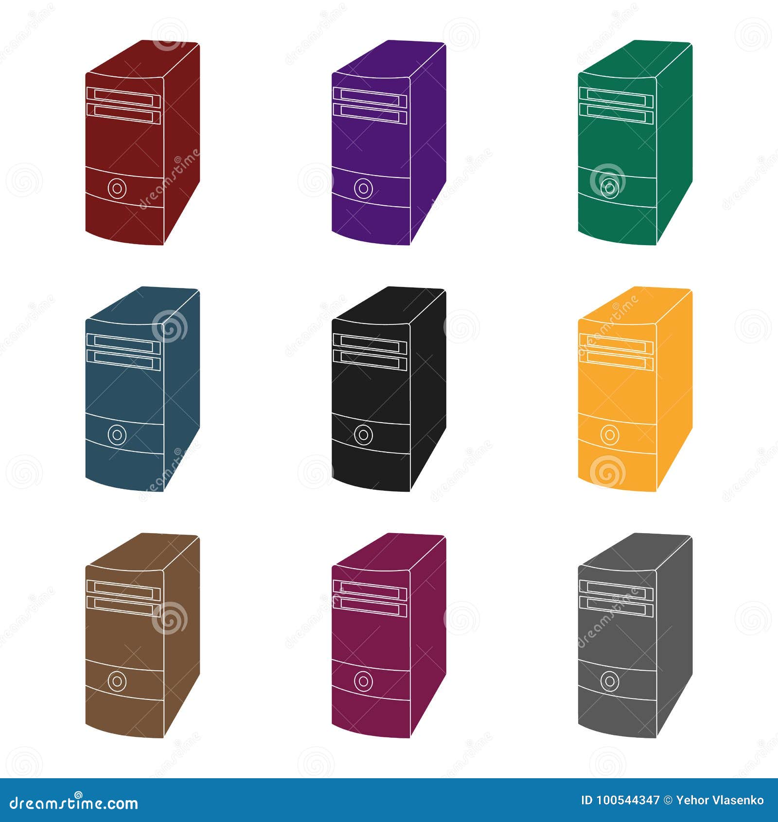 Computer Case Icon in Black Style Isolated on White Background ...