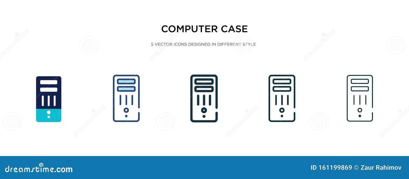 Computer Case Icon in Different Style Vector Illustration. Two Colored ...