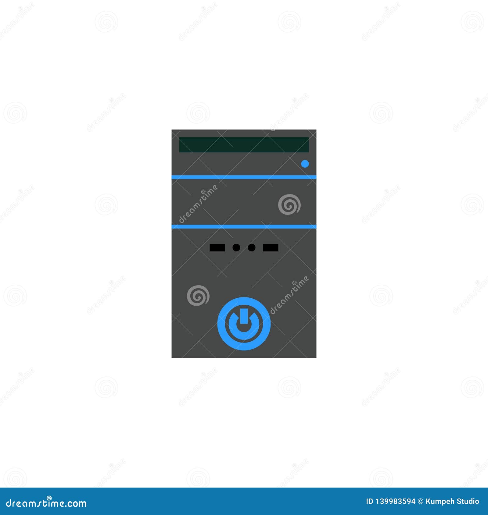 Computer Case Icon Filled Flat Cartoon Style Vector Illustration Stock ...