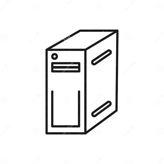 Computer Case Icon Flat Line Symbol Set Stock Illustration ...