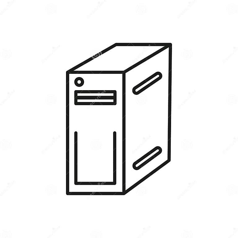 Computer Case Icon Flat Line Symbol Set Stock Illustration ...
