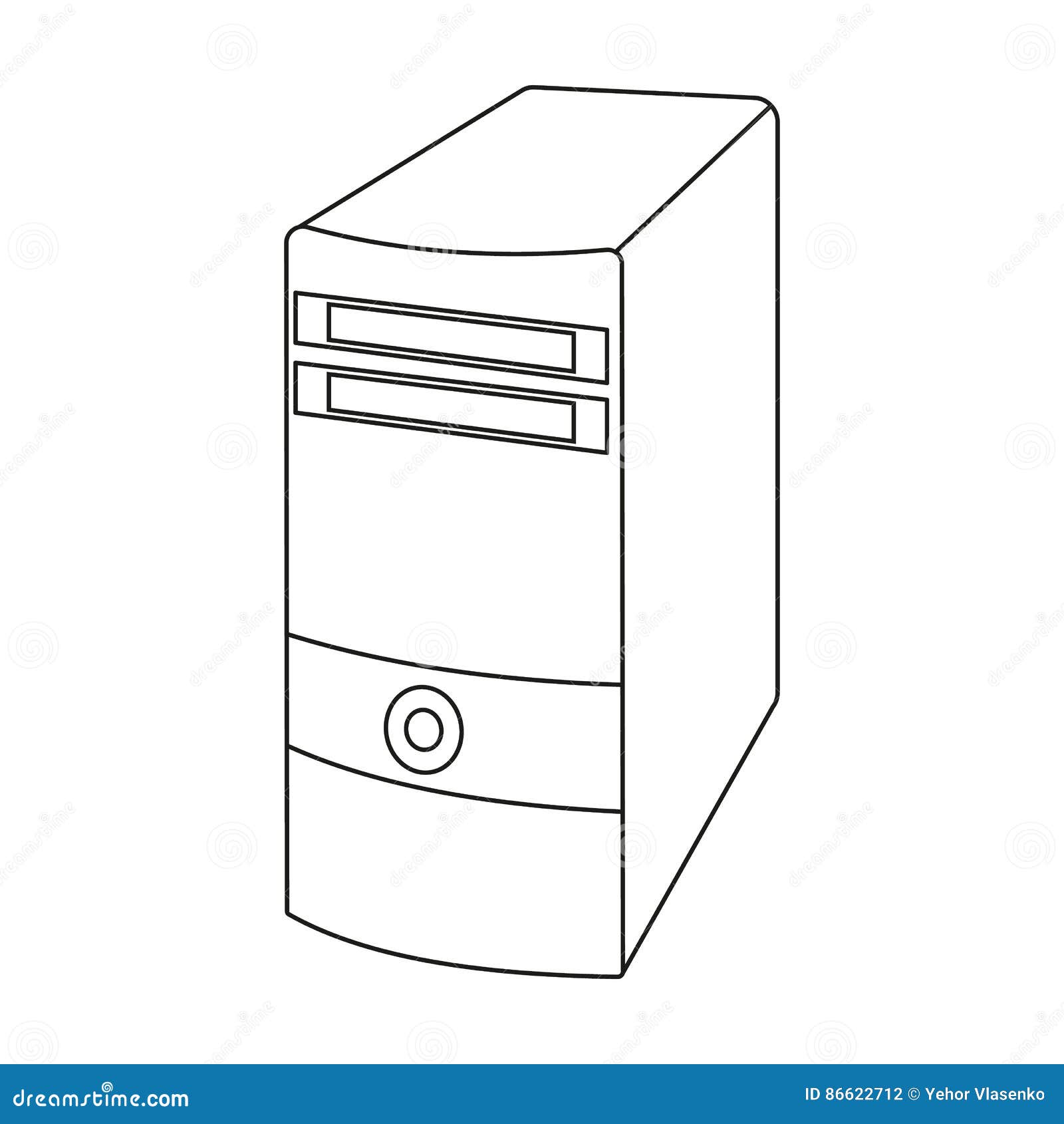 Computer Case Icon In Outline Style Isolated On White Background
