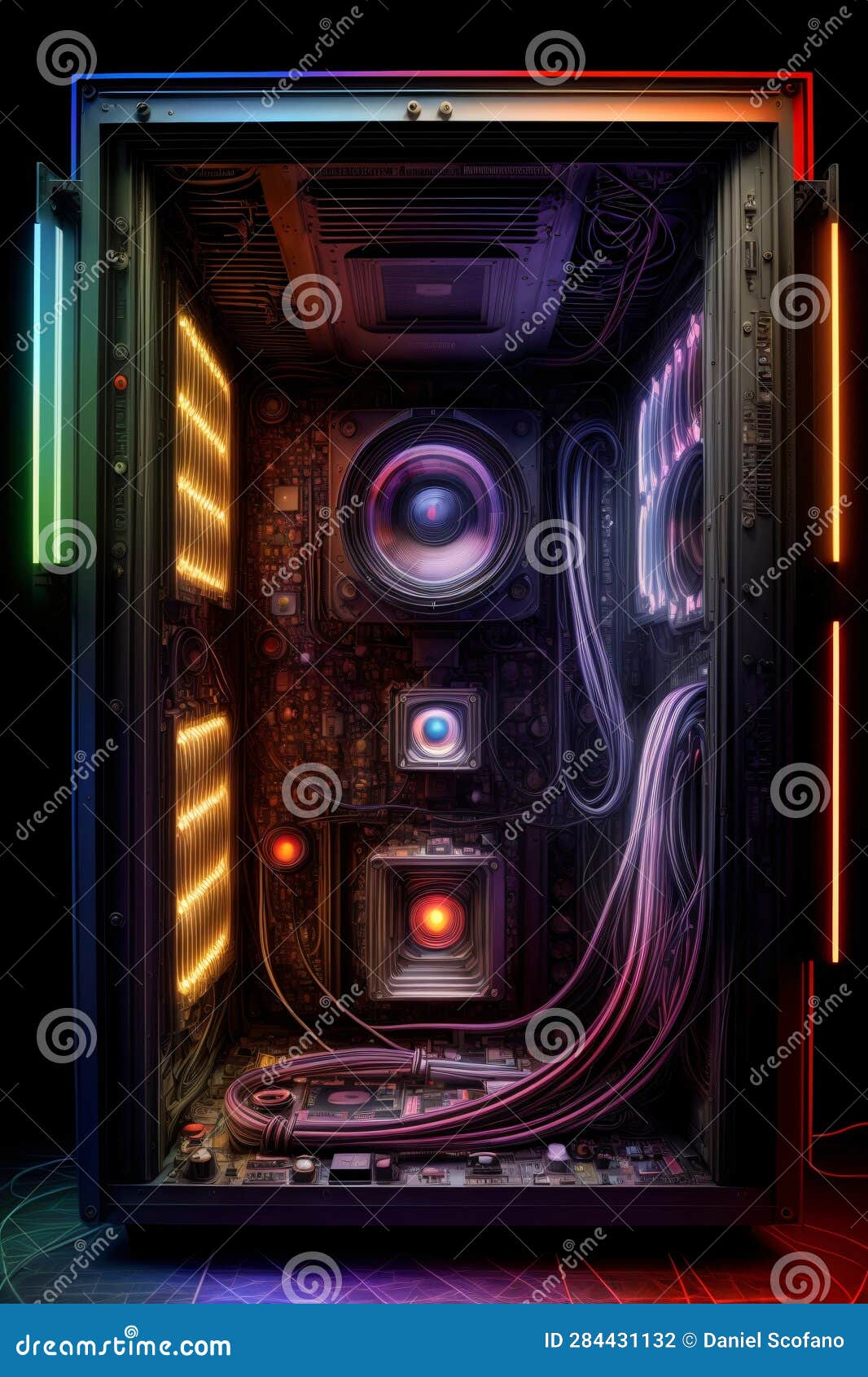 A Computer Case with a Lot of Wires Inside of it. Generative AI Stock ...