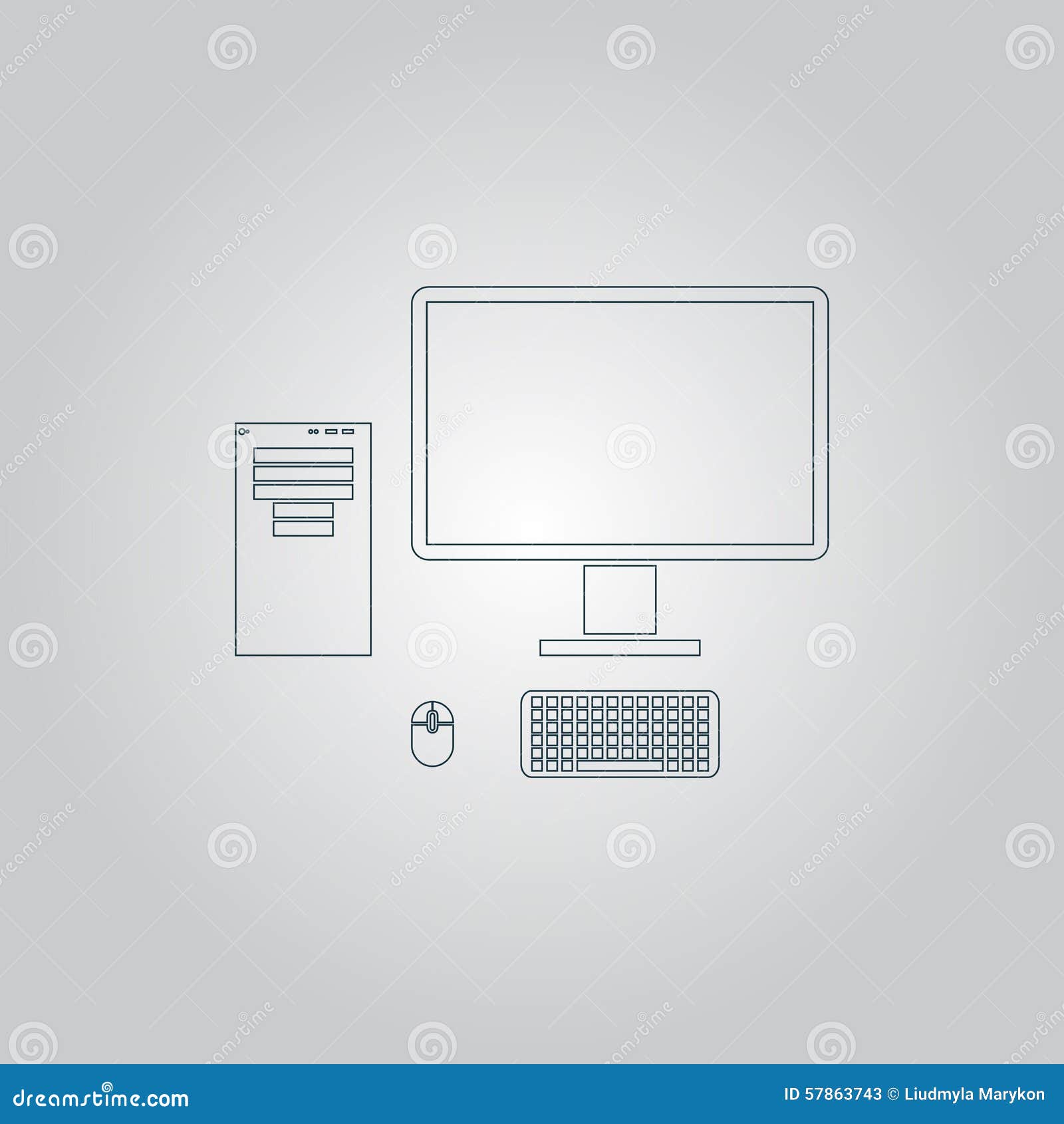Computer Case with Monitor, Keyboard and Mouse, Icon. Stock ...