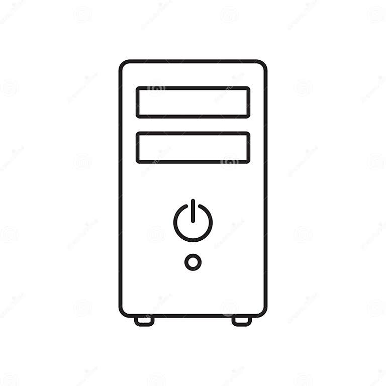 Computer Case PC Line Icon. Linear Style Sign. Cpu Tower Box Outline ...