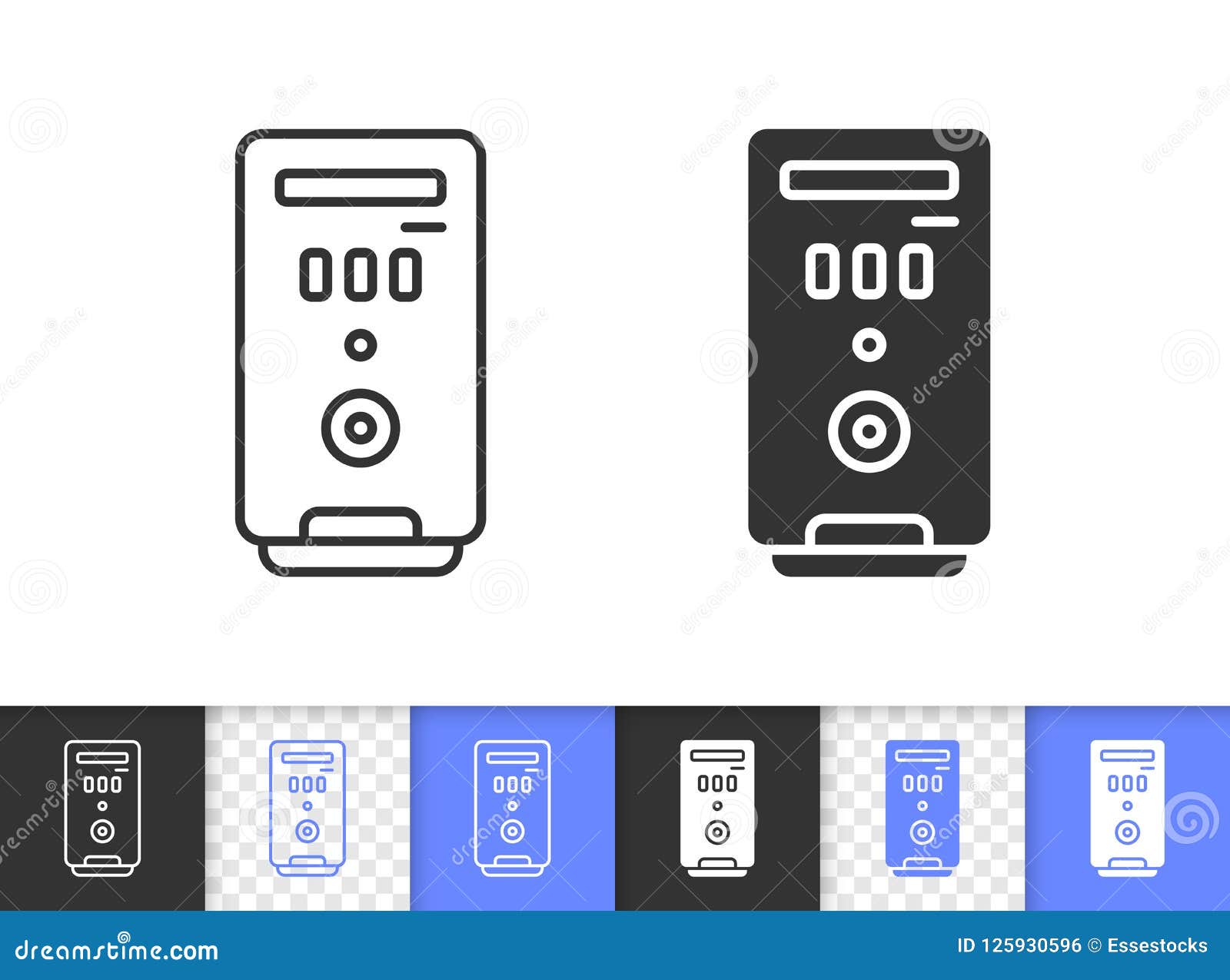Computer Case Simple Black Line Vector Icon Stock Vector - Illustration ...