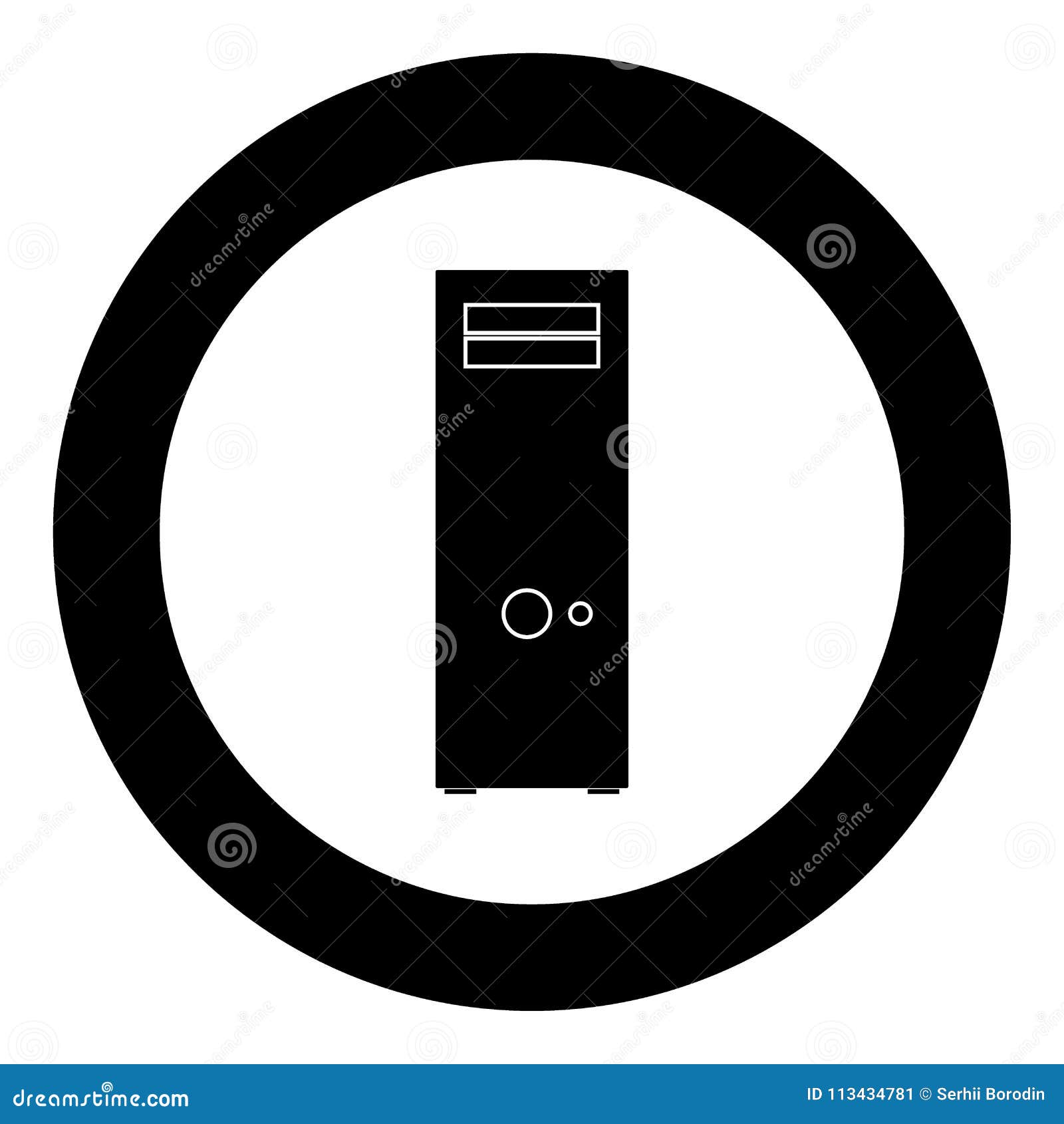 Computer Case or System Unit Icon Black Color in Circle Stock Vector ...