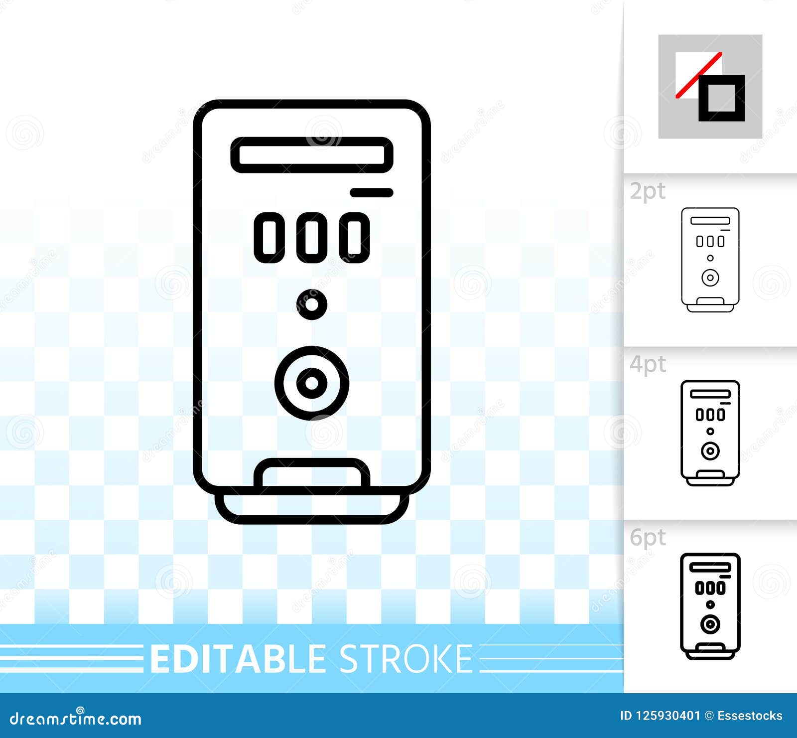 Computer Case Simple Black Line Vector Icon Stock Vector - Illustration ...