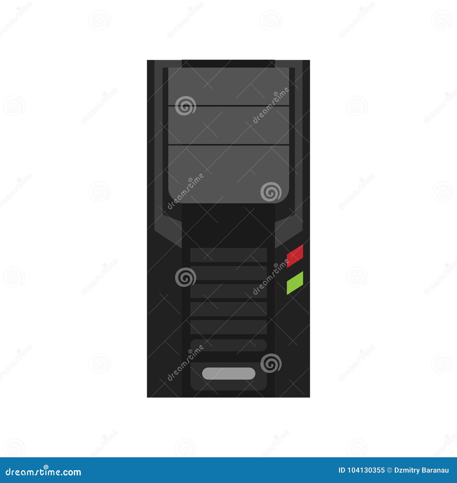 Computer Case Vector Icon PC Desktop Tower. Technology Server Stock ...