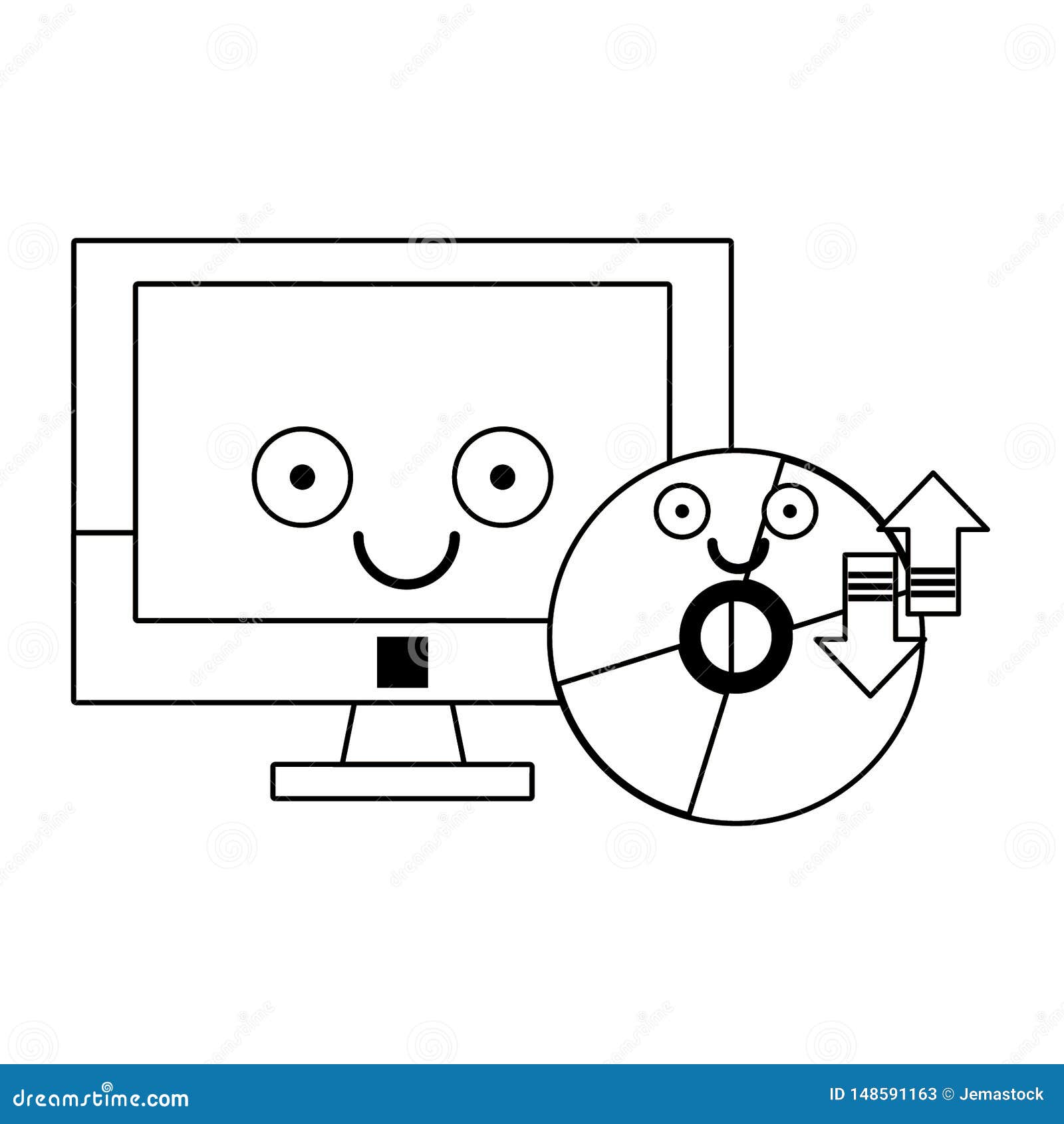 Computer and CD Rom Software in Black and White Stock Vector ...