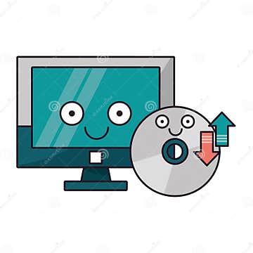 Computer and CD Rom Software Stock Vector - Illustration of data ...