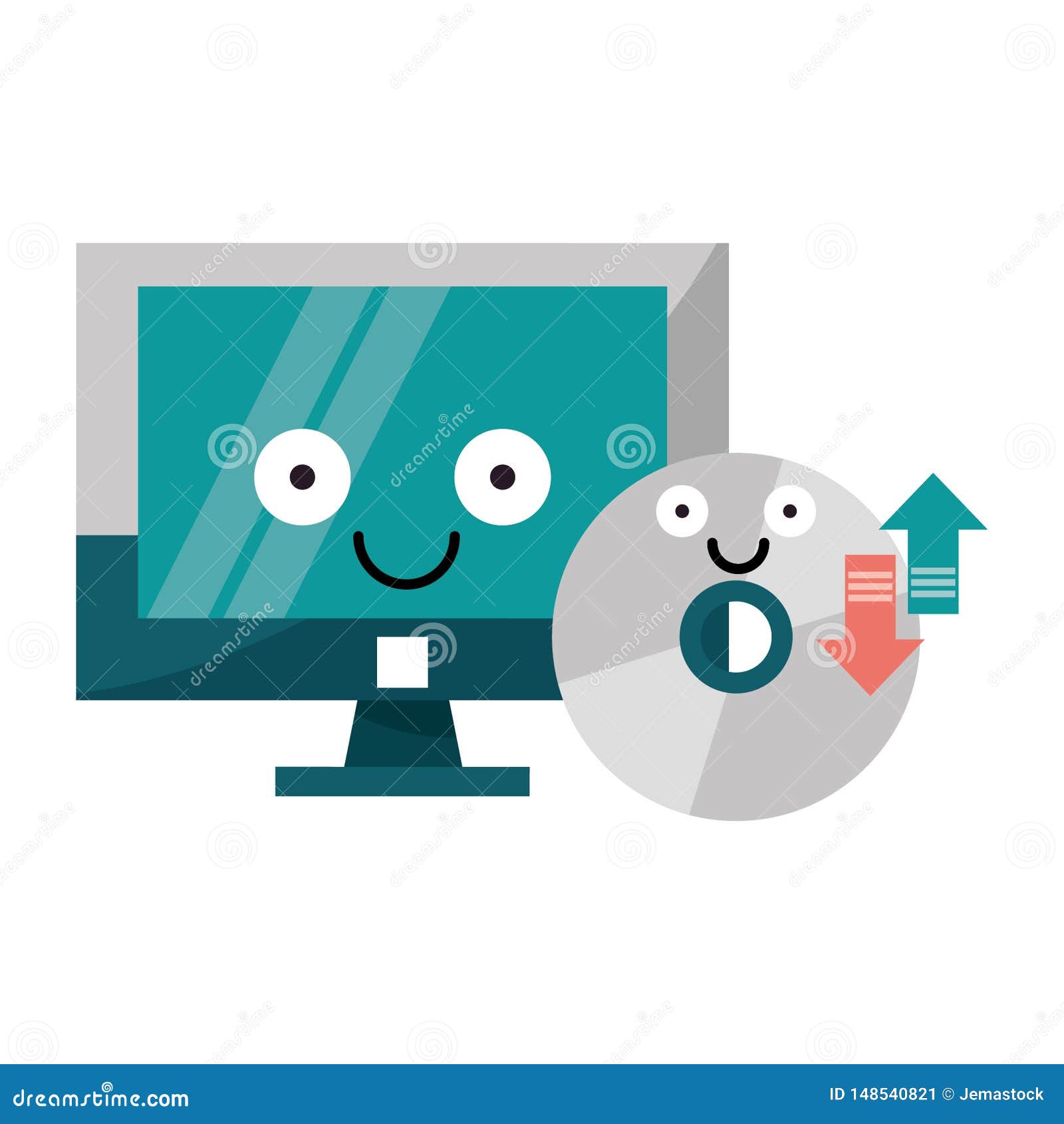 Computer and CD Rom Software Vector Illustration Stock Vector ...