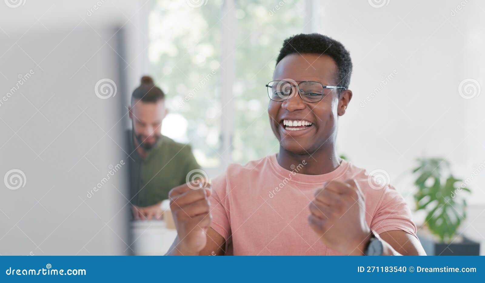Computer, Celebration and Excited Black Man Happy for ERP Software ...