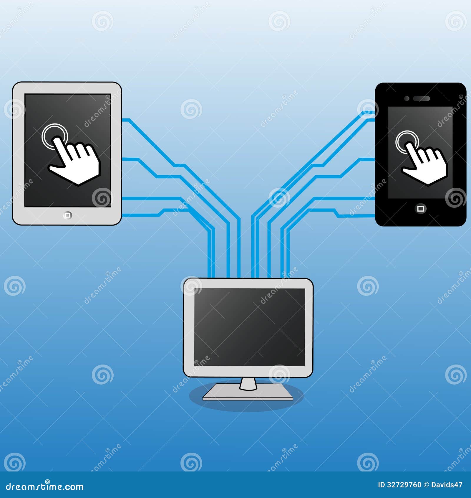 Computer and cell stock vector. Illustration of media - 32729760