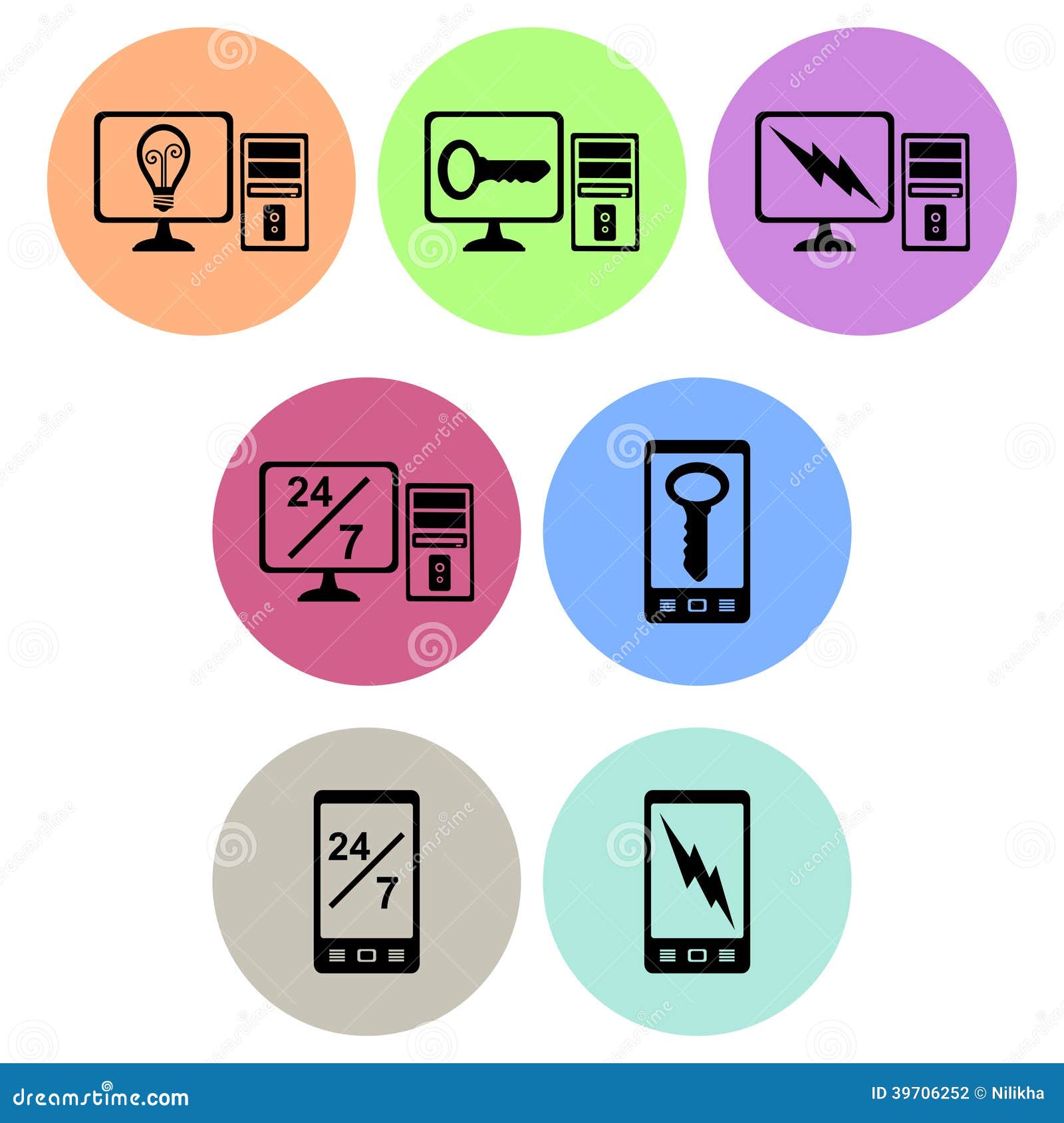 Computer and Cellphone Icon Designs Stock Illustration - Illustration ...
