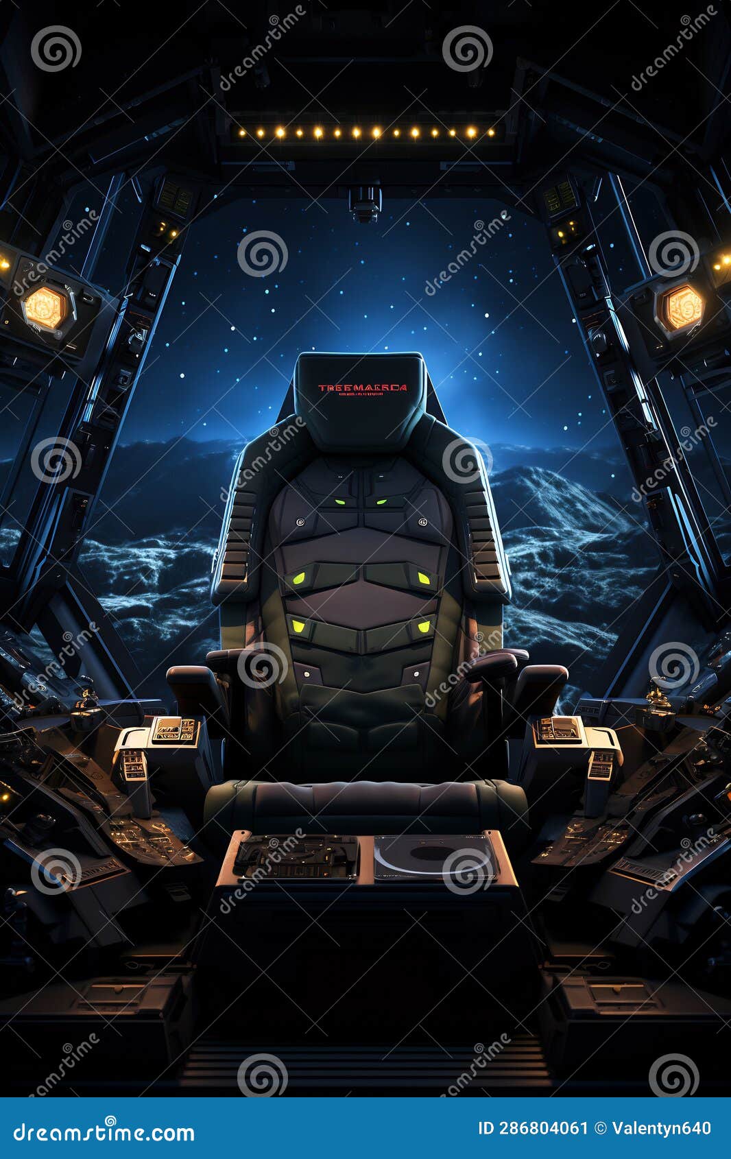 Computer Chair Sitting in the Middle of Space Station. Generative AI ...