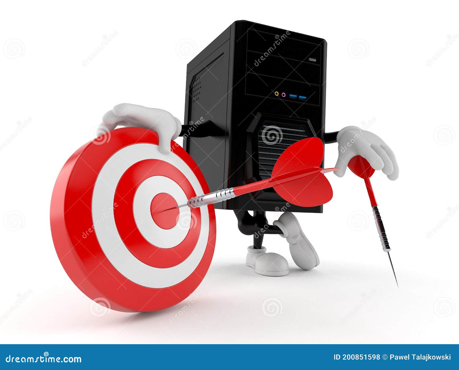 Computer Character with Bull`s Eye Stock Illustration - Illustration of ...